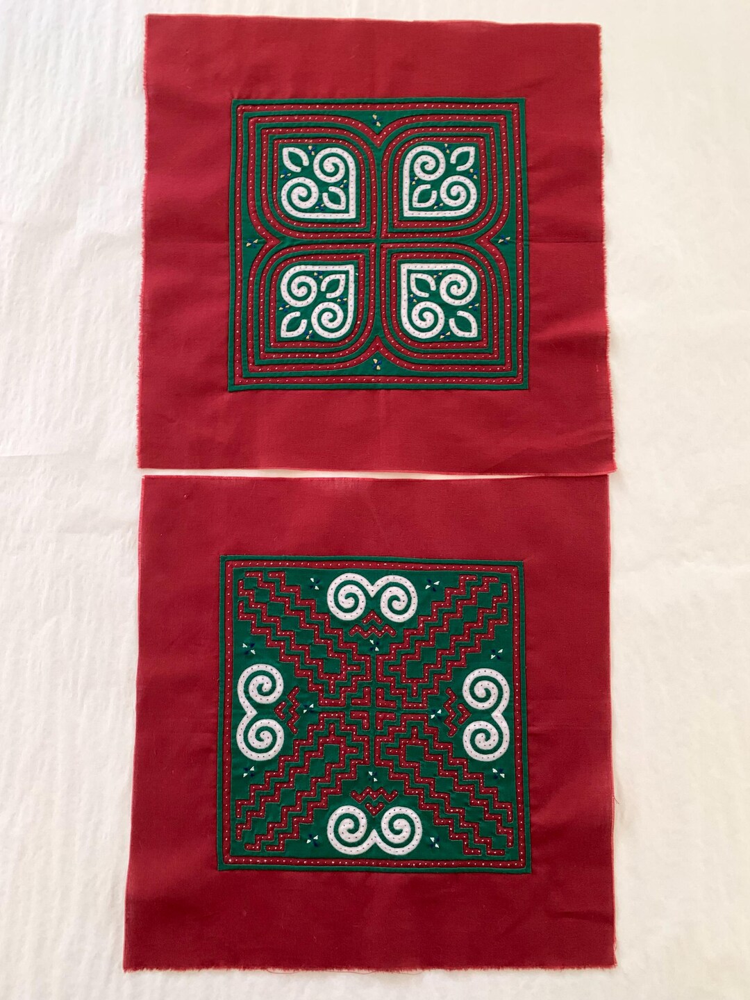 Vintage Hmong Reverse Appliqued Squares, Traditional Folk Art for ...