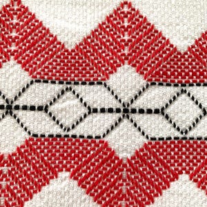 Vintage Towel, Huck Cloth Swedish Weave, Cranberry Red & Black - Etsy