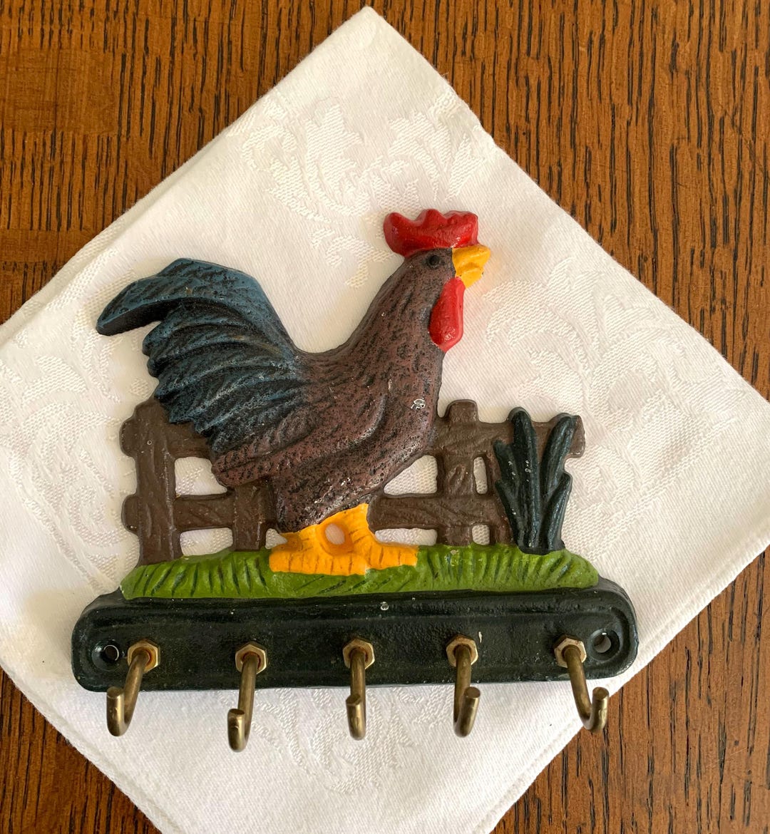 Vintage Key Rack, Cast Iron Rooster - Etsy