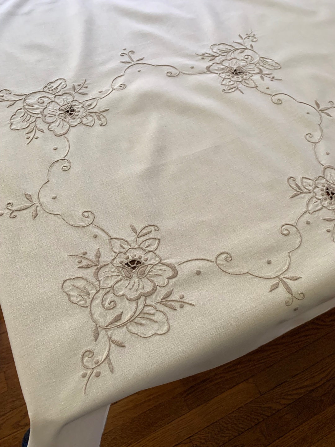 Madeira Style Vintage Small Tablecloth, 31" X 33", Roses and Swirls - Etsy