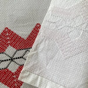 Vintage Towel, Huck Cloth Swedish Weave, Cranberry Red & Black - Etsy