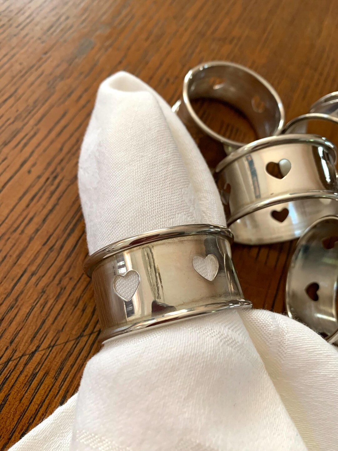 6 Silver Plated Napkin Rings With Heart Cutouts, Vintage - Etsy