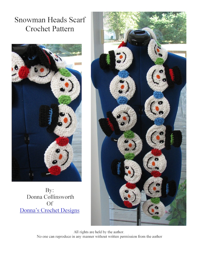 Snowman Heads Scarf Crochet Pattern Digital Download | Etsy
