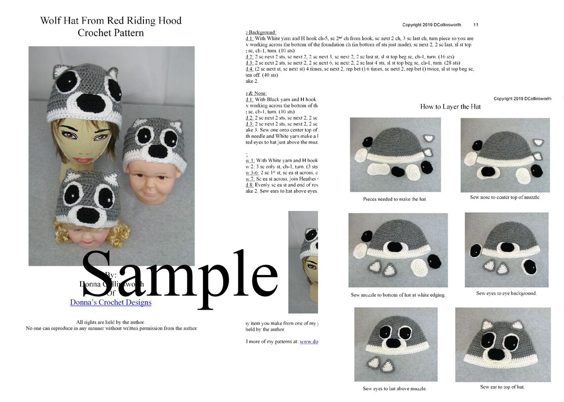 Wolf Hat Crochet Pattern in Six Sizes PDF - Etsy