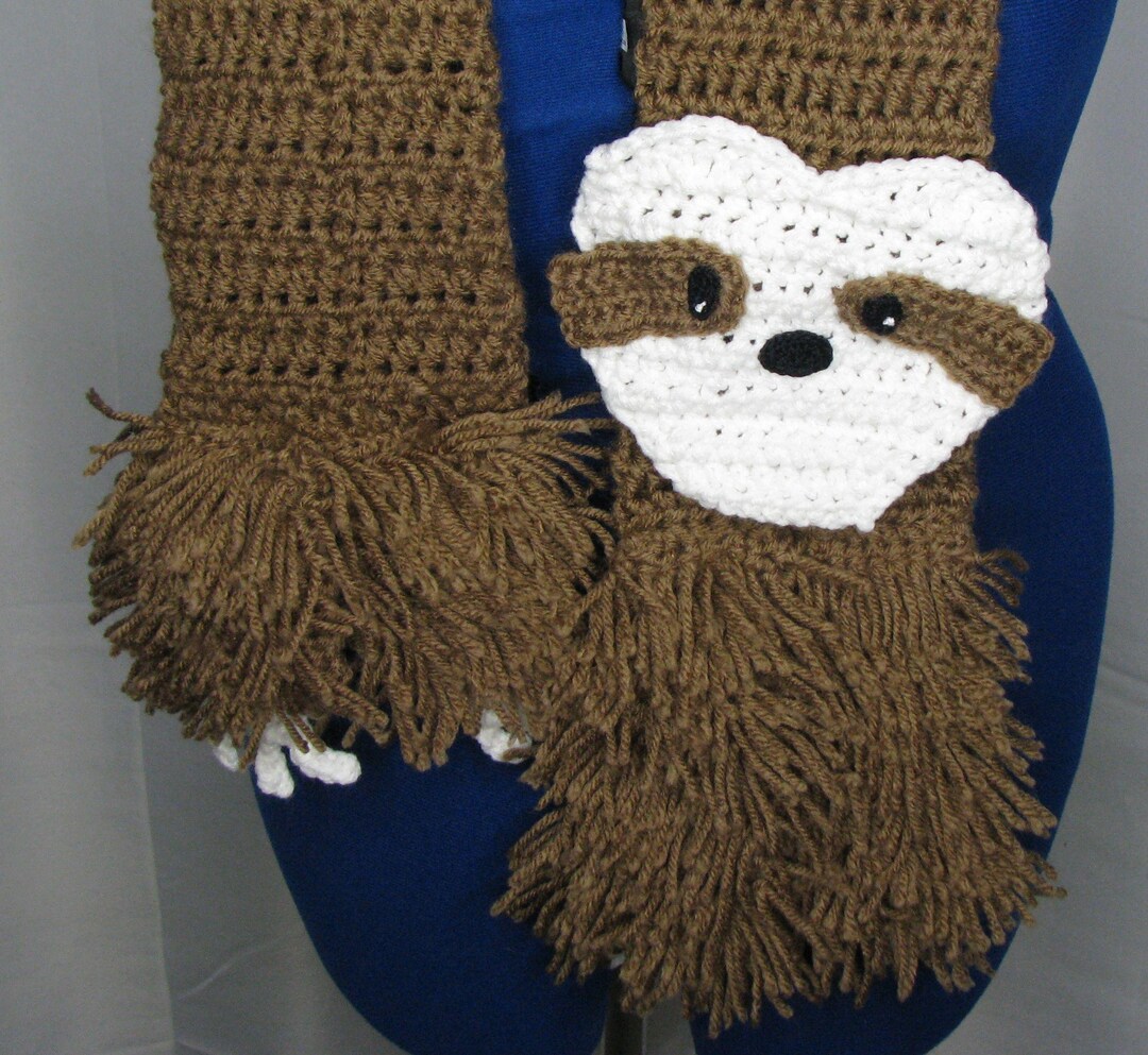 Sloth Hat, Scarf and Tote Bag Crochet Pattern With or Without Fur ...