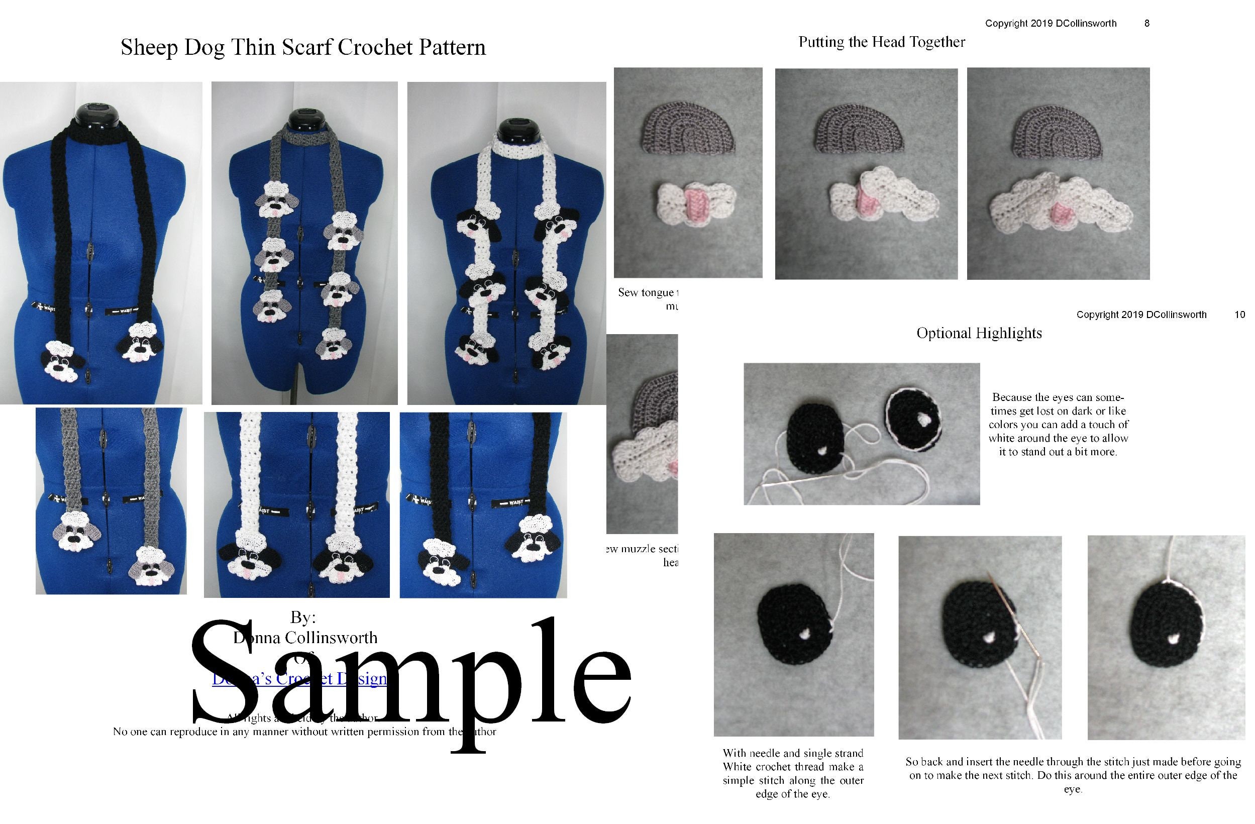 Sheep Dog Thin Scarf Crochet Pattern With Tutorials Instant | Etsy