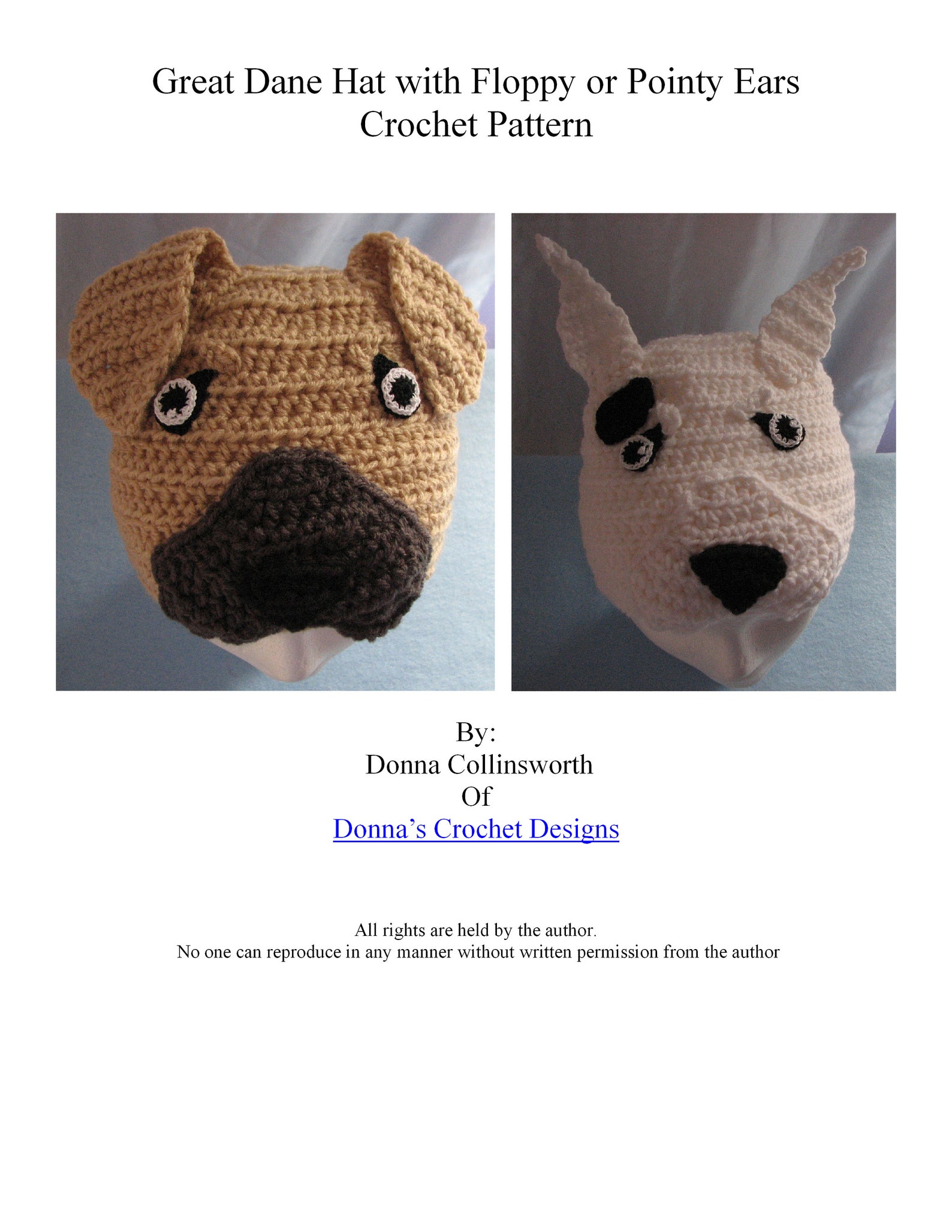 Great Dane Hat Crochet Pattern With Tutorials Digital - Etsy