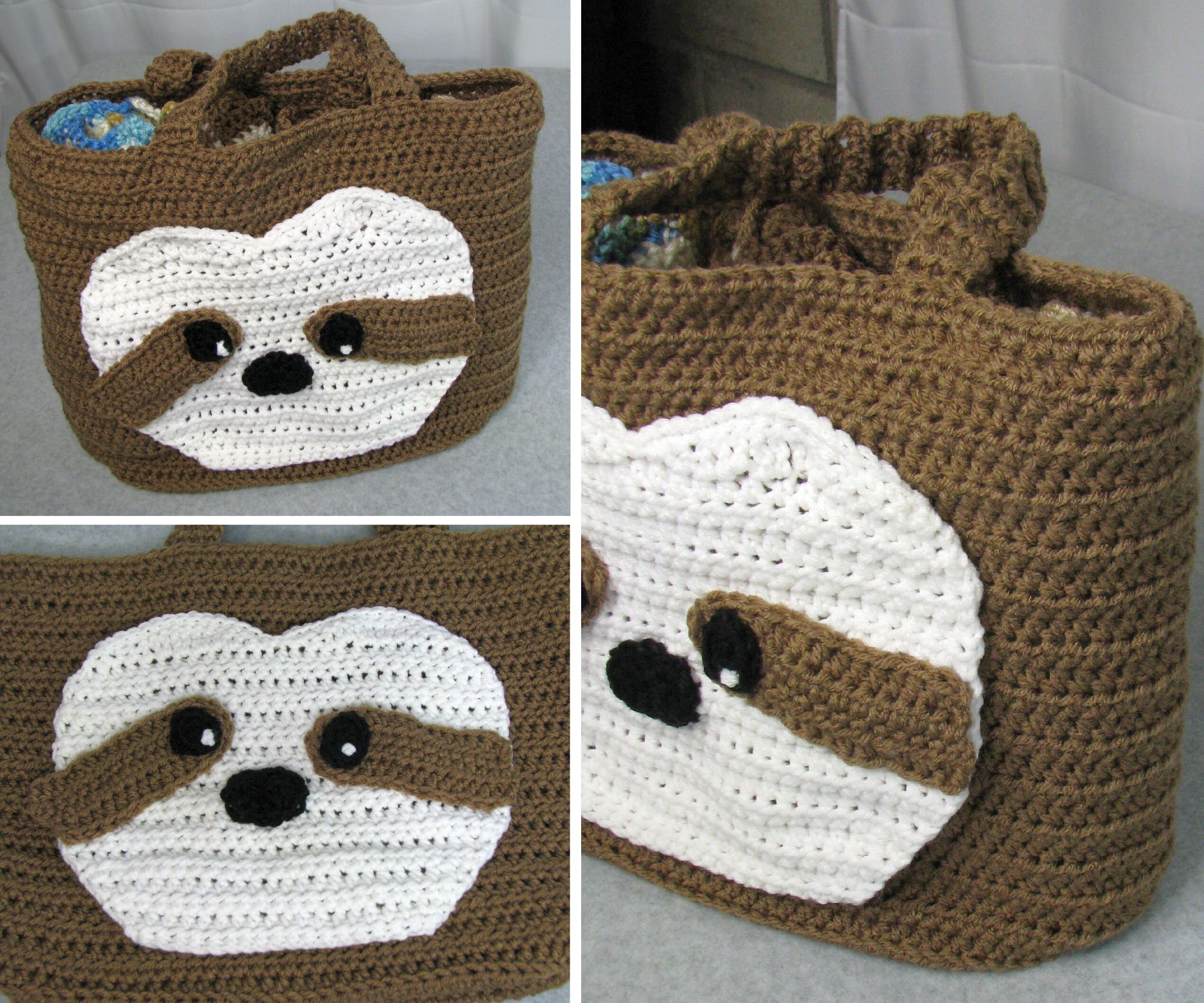 Sloth Hat, Scarf and Tote Bag Crochet Pattern With or Without Fur ...
