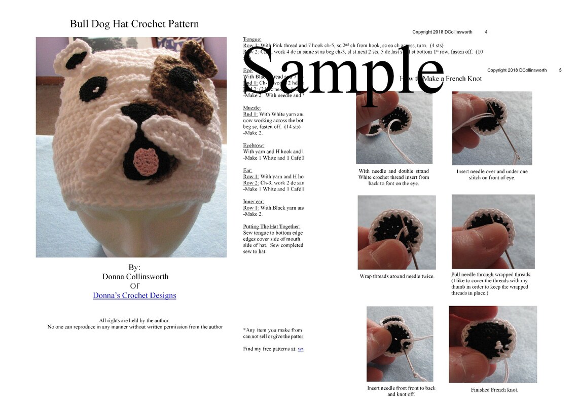 Bull Dog Hat Crochet Pattern With Tutorials Digital - Etsy