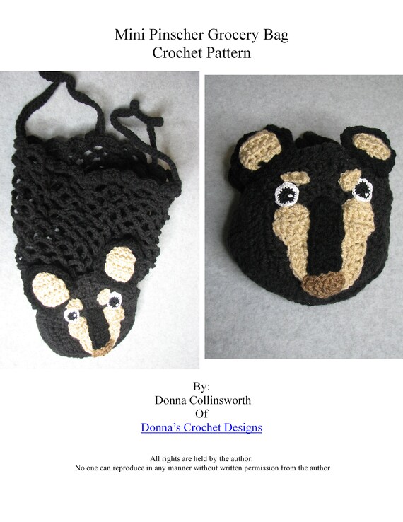 Mini Pinscher Grocery Bag Crochet Pattern Instant Download | Etsy