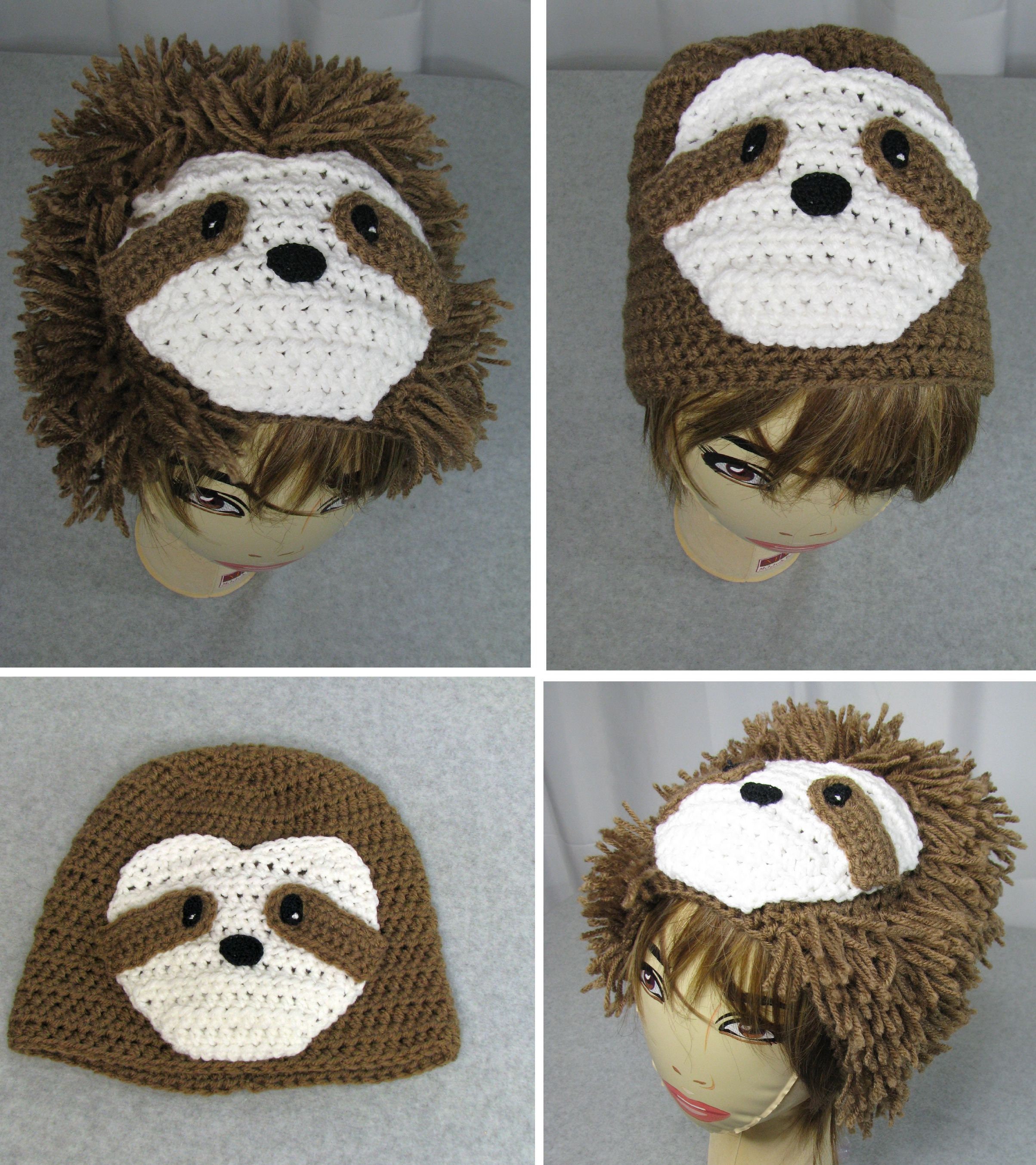 Sloth Hat, Scarf and Tote Bag Crochet Pattern With or Without Fur ...