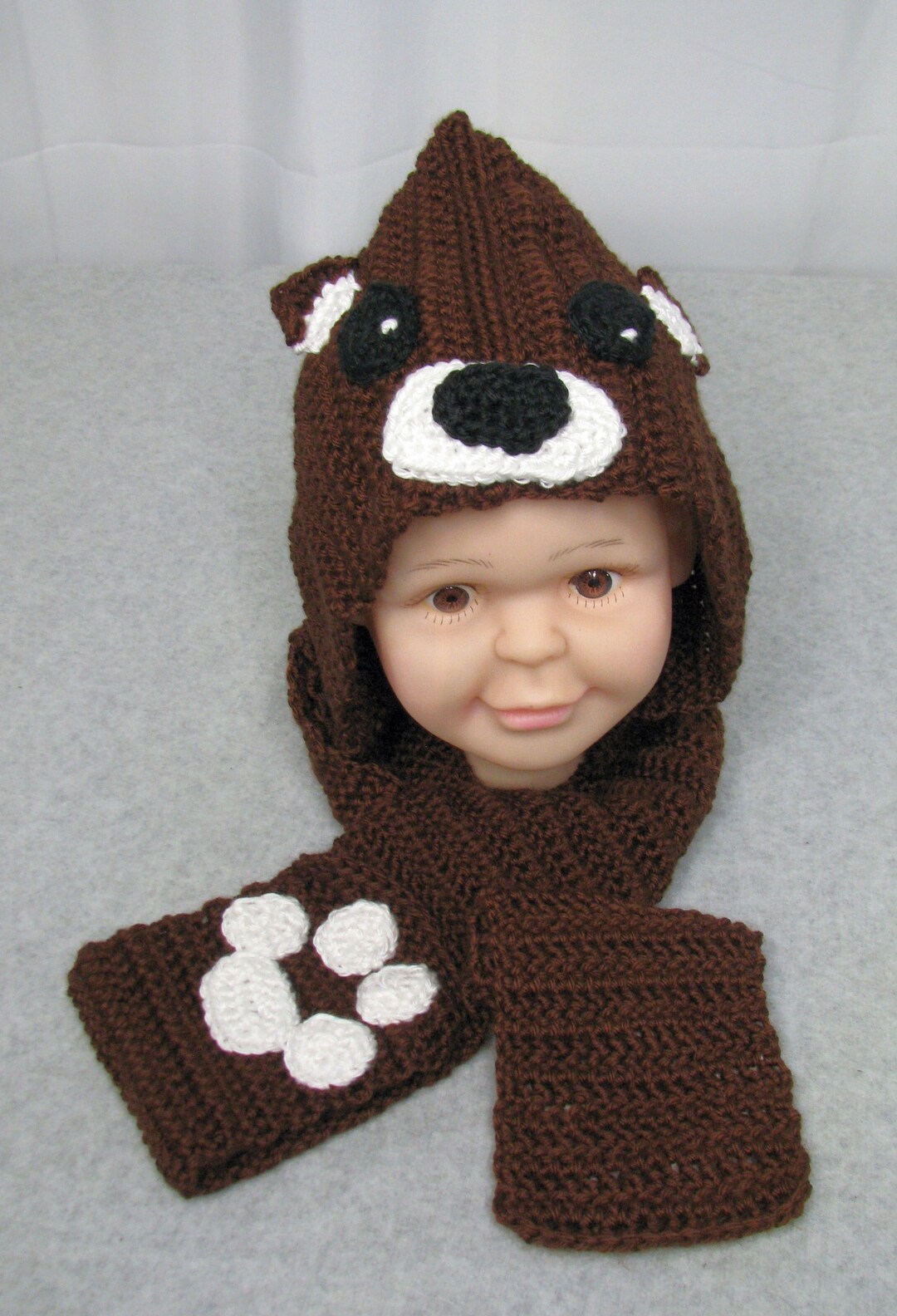 Bear Hat and Scarf Combo Crochet Pattern in Three Sizes - Pdf - Etsy