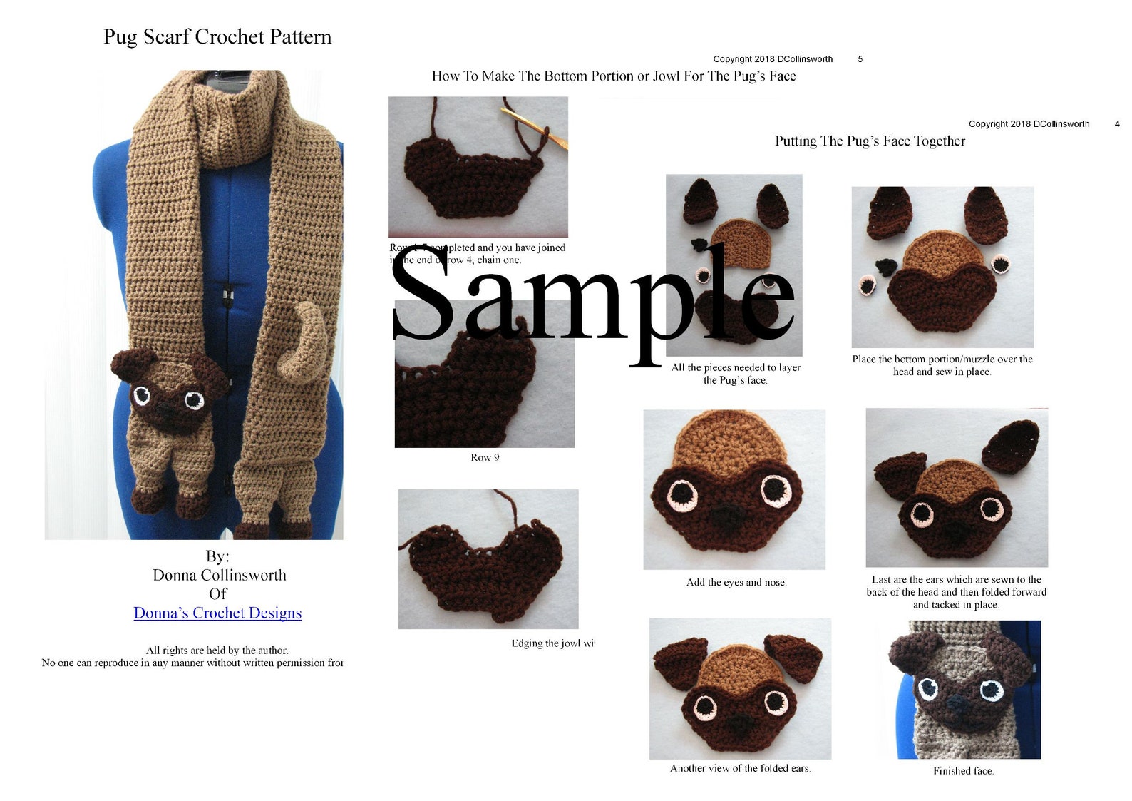 Pug - Scarf Crochet Pattern With Tutorials - Digital Download - Etsy