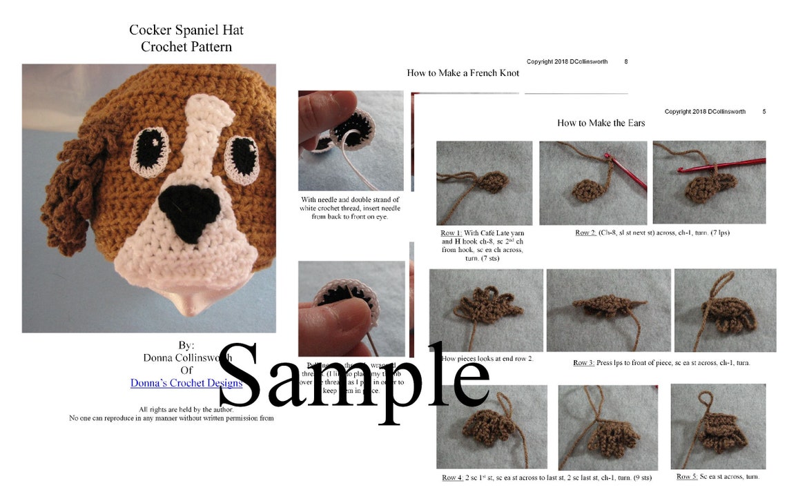 Cocker Spaniel Hat Crochet Pattern With Tutorials Digital | Etsy