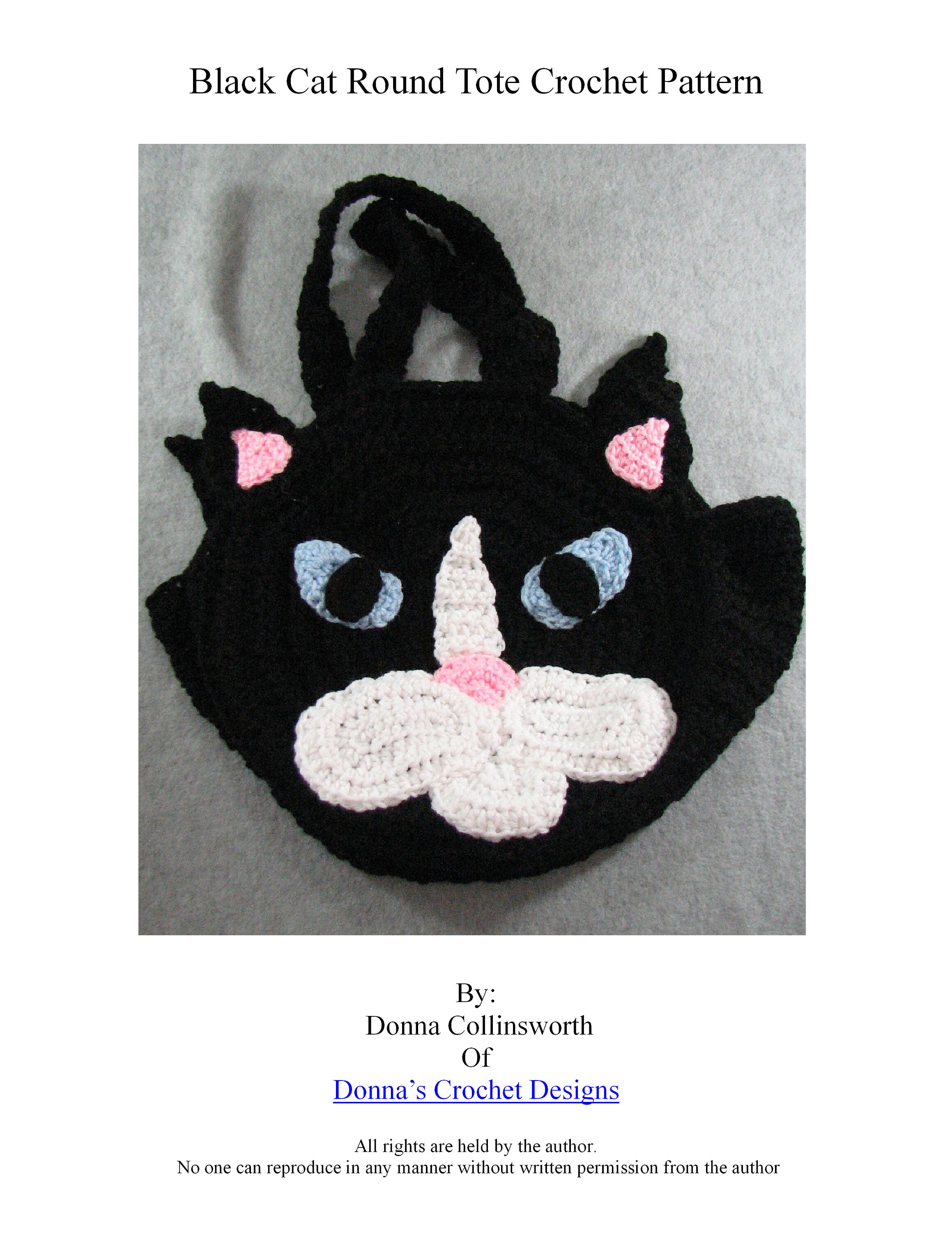Black Cat - Round Tote Crochet Pattern - Digital Download - Etsy
