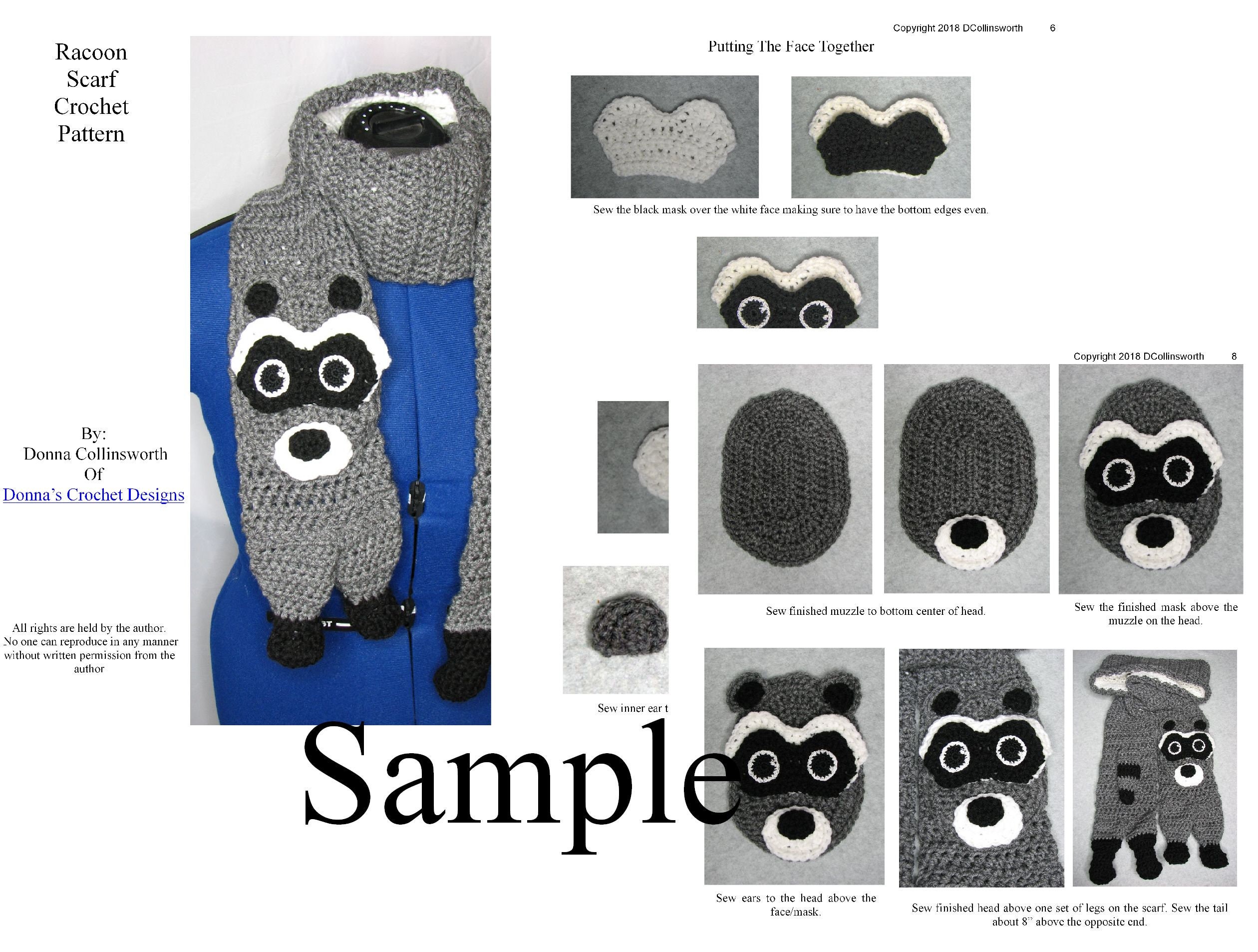 Raccoon Scarf Crochet Pattern With Tutorials Digital | Etsy