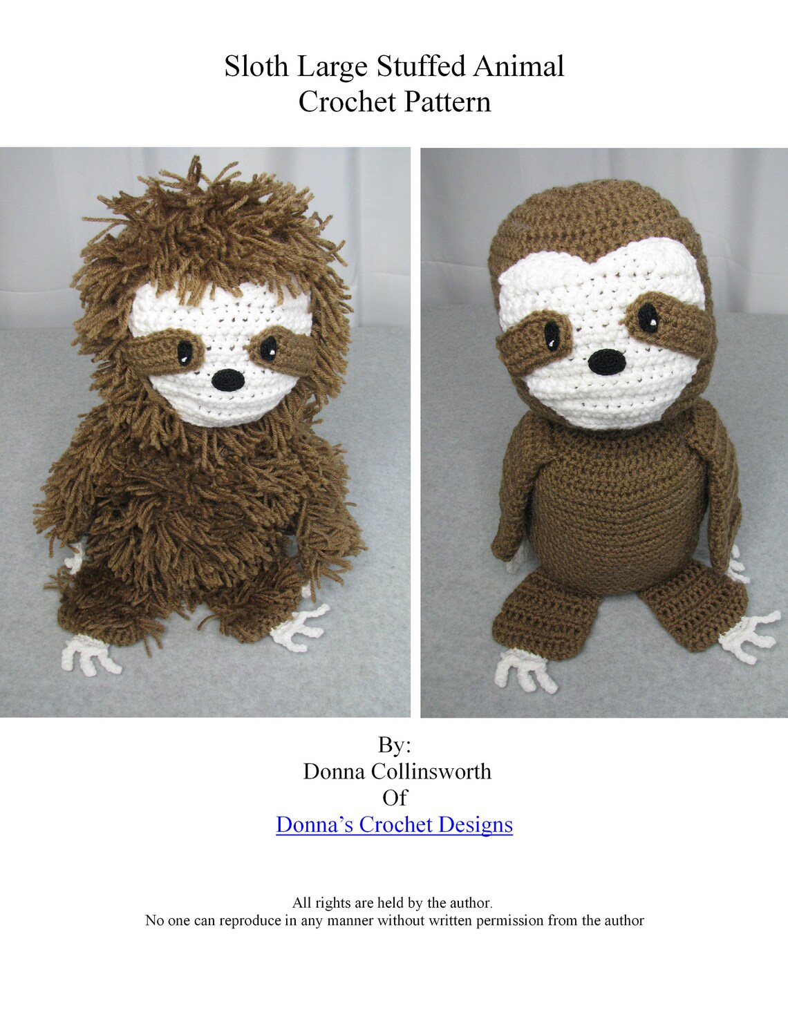 Large Sloth Toy Crochet Pattern With Tutorials Digital | Etsy