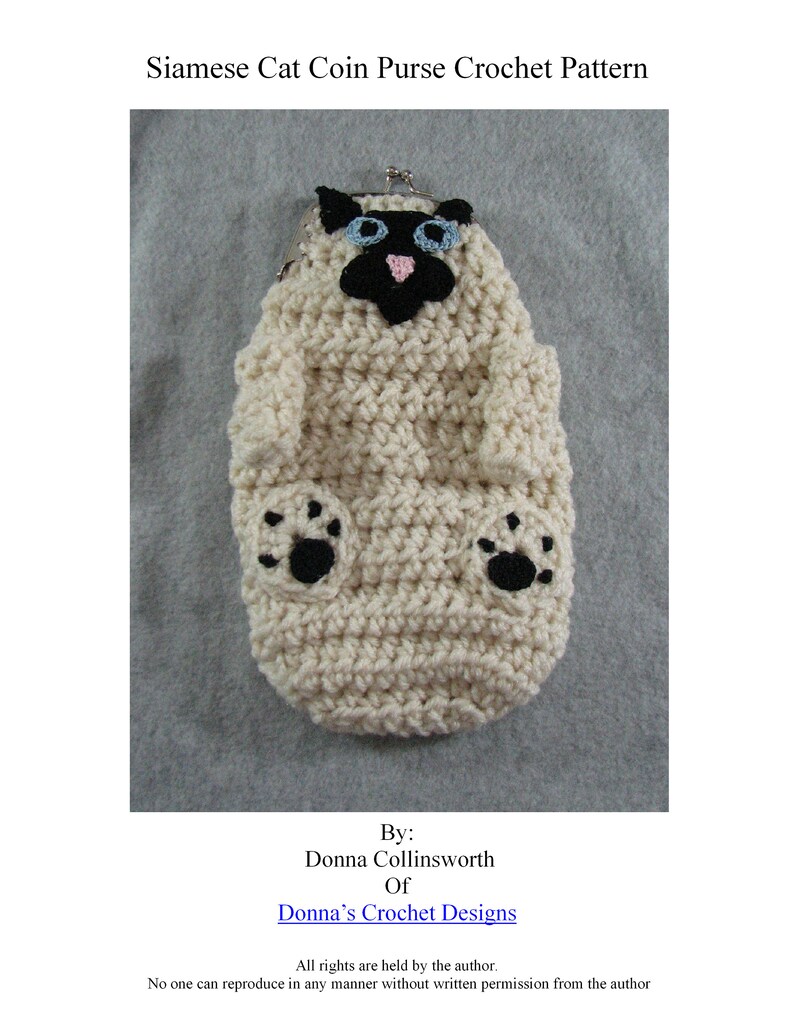 Siamese Cat - Coin Purse Crochet Pattern - Digital Download - Etsy