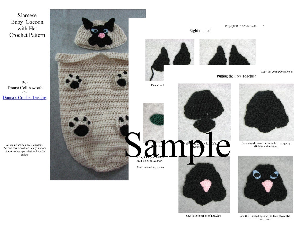 Siamese Cat Baby Cocoon Crochet Pattern Digital Download | Etsy