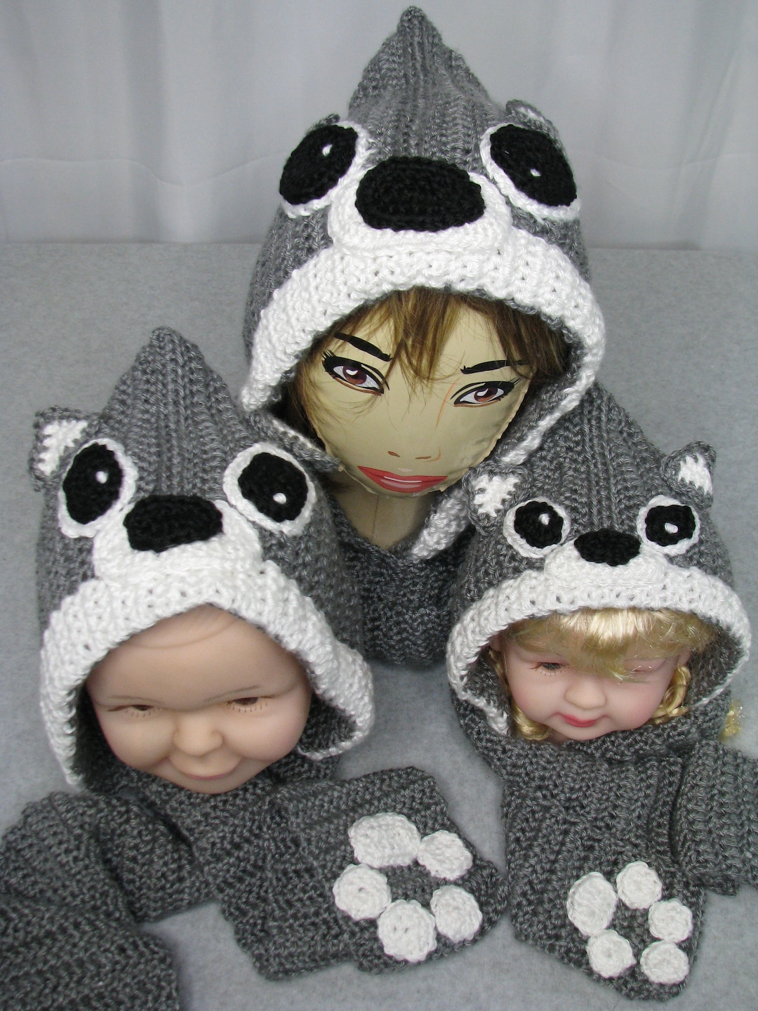Wolf Hooded Scarf Crochet Pattern in Three Sizes - Pdf - Etsy
