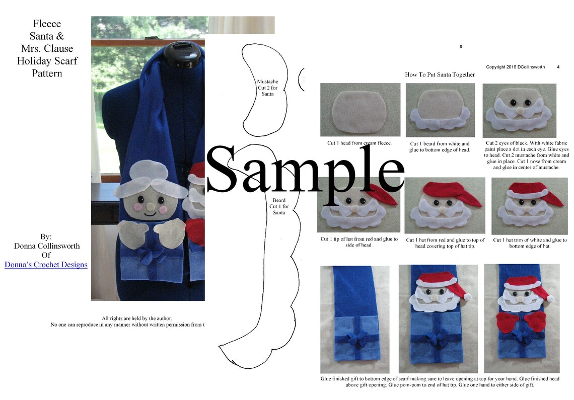 Mr. & Mrs. Santa Scarf Sewing Pattern With Tutorials - Etsy