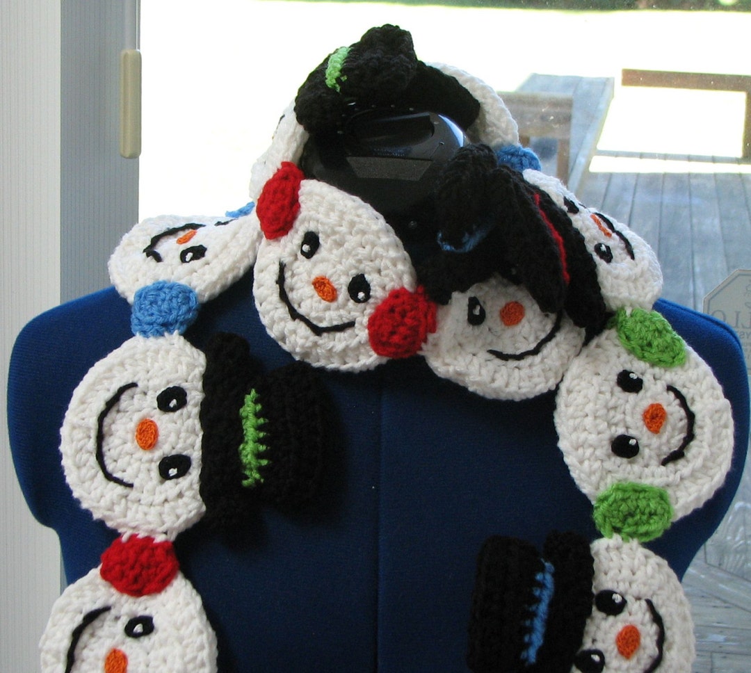Snowman Heads - Scarf Crochet Pattern - Digital Download - Etsy