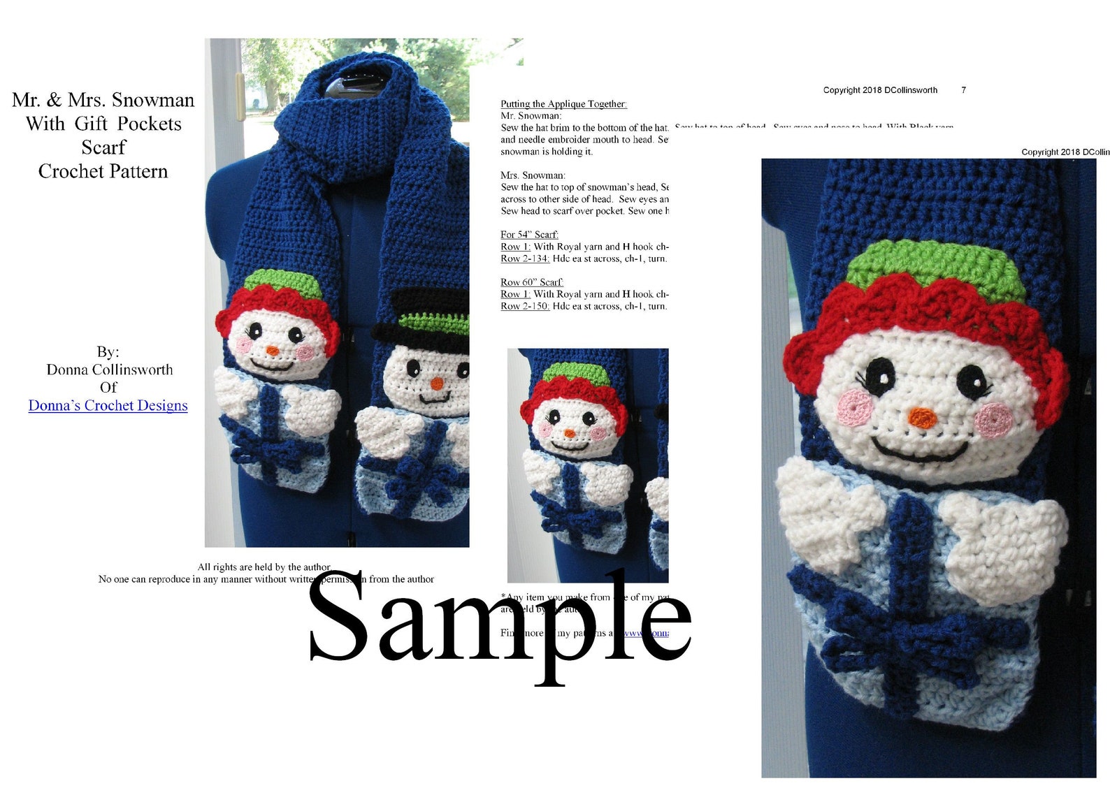 Snowmen Scarf Crochet Pattern With Tutorials Digital | Etsy