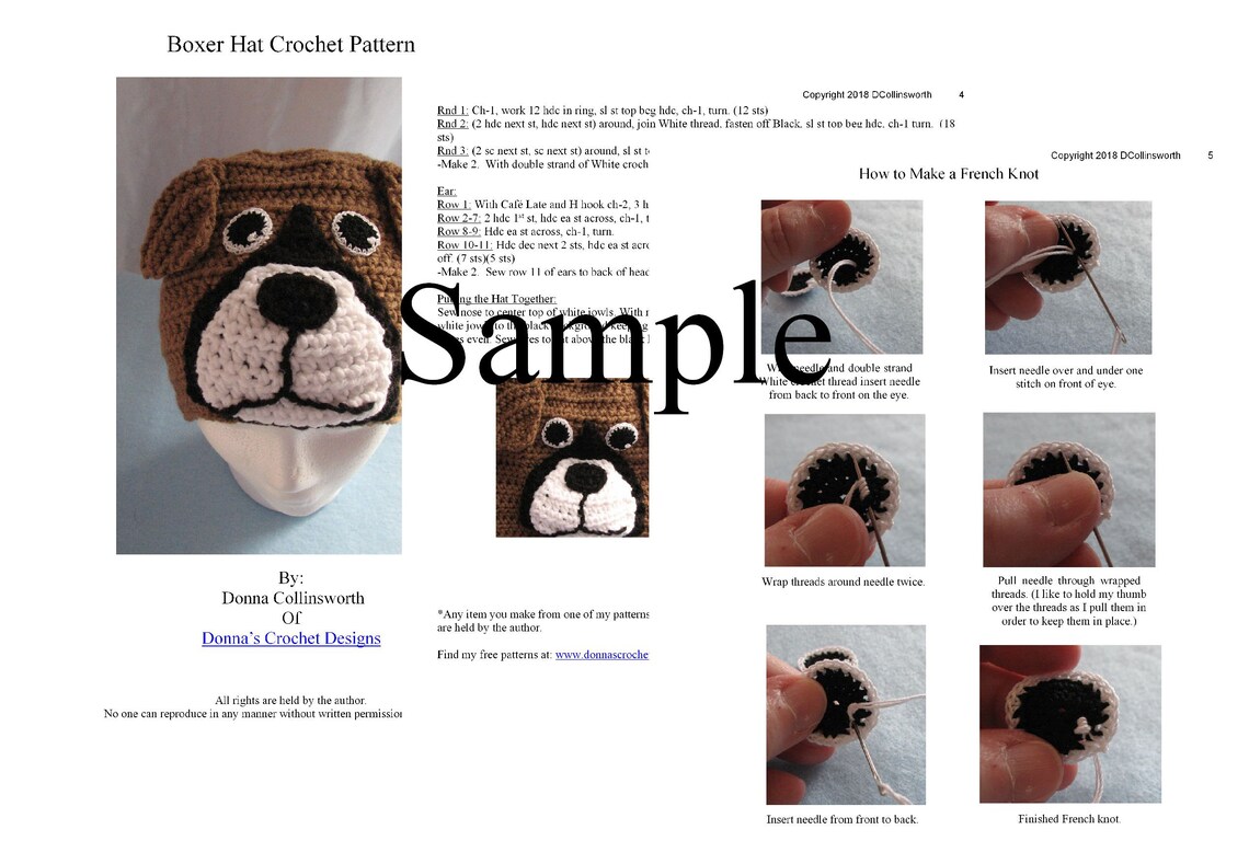 Boxer Hat Crochet Pattern With Tutorials Digital Download - Etsy