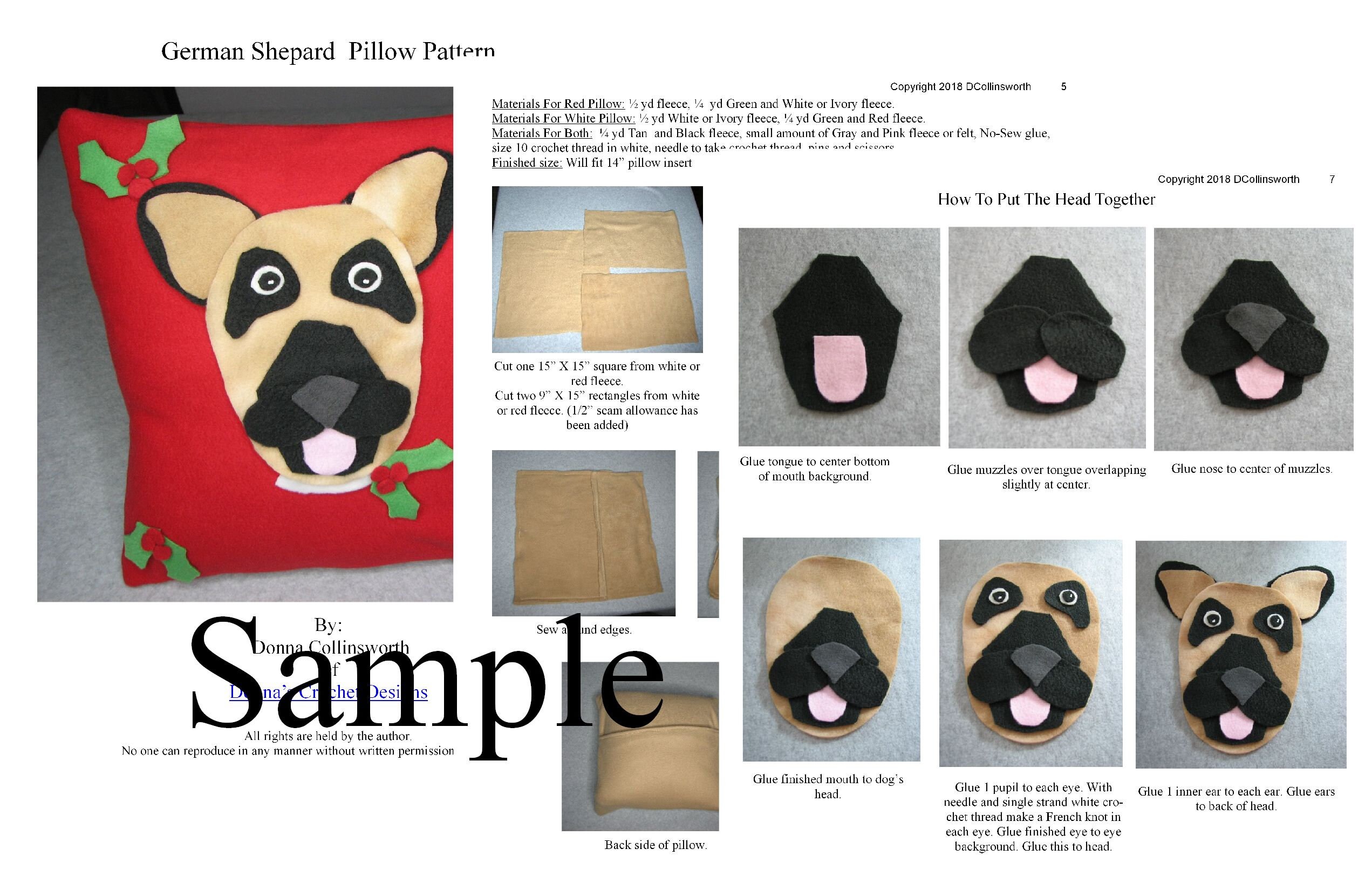 German Shepherd Pillow Sewing Pattern With Tutorial | Etsy