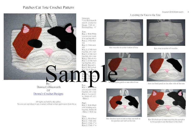 Patches Cat Tote Bag Crochet Pattern With Tutorials - Digital Download ...