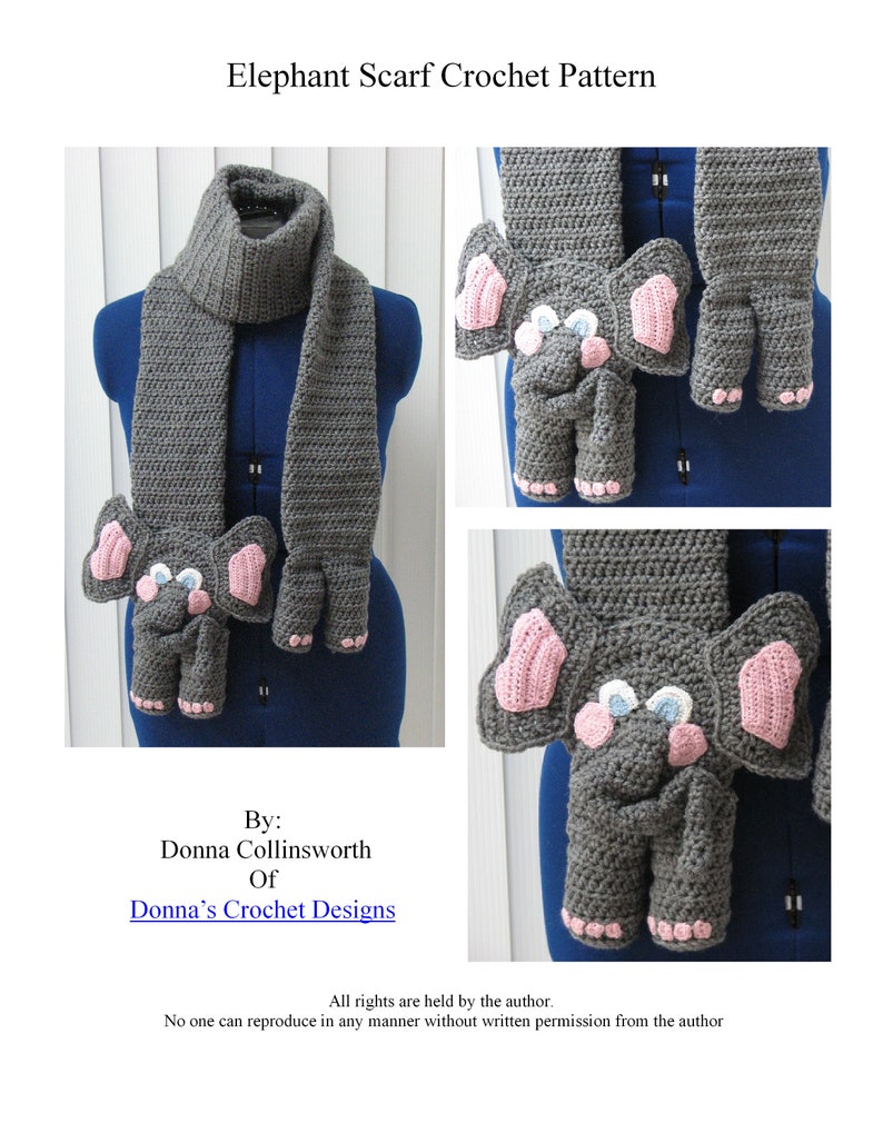 Elephant Scarf Crochet Pattern With Tutorials Digital - Etsy