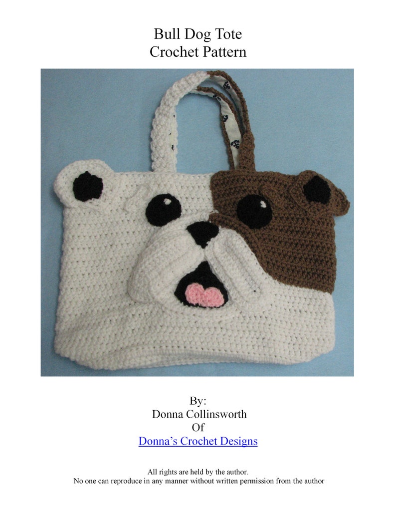 Bull Dog Hat Scarf and Tote Crochet Pattern Set Digital - Etsy