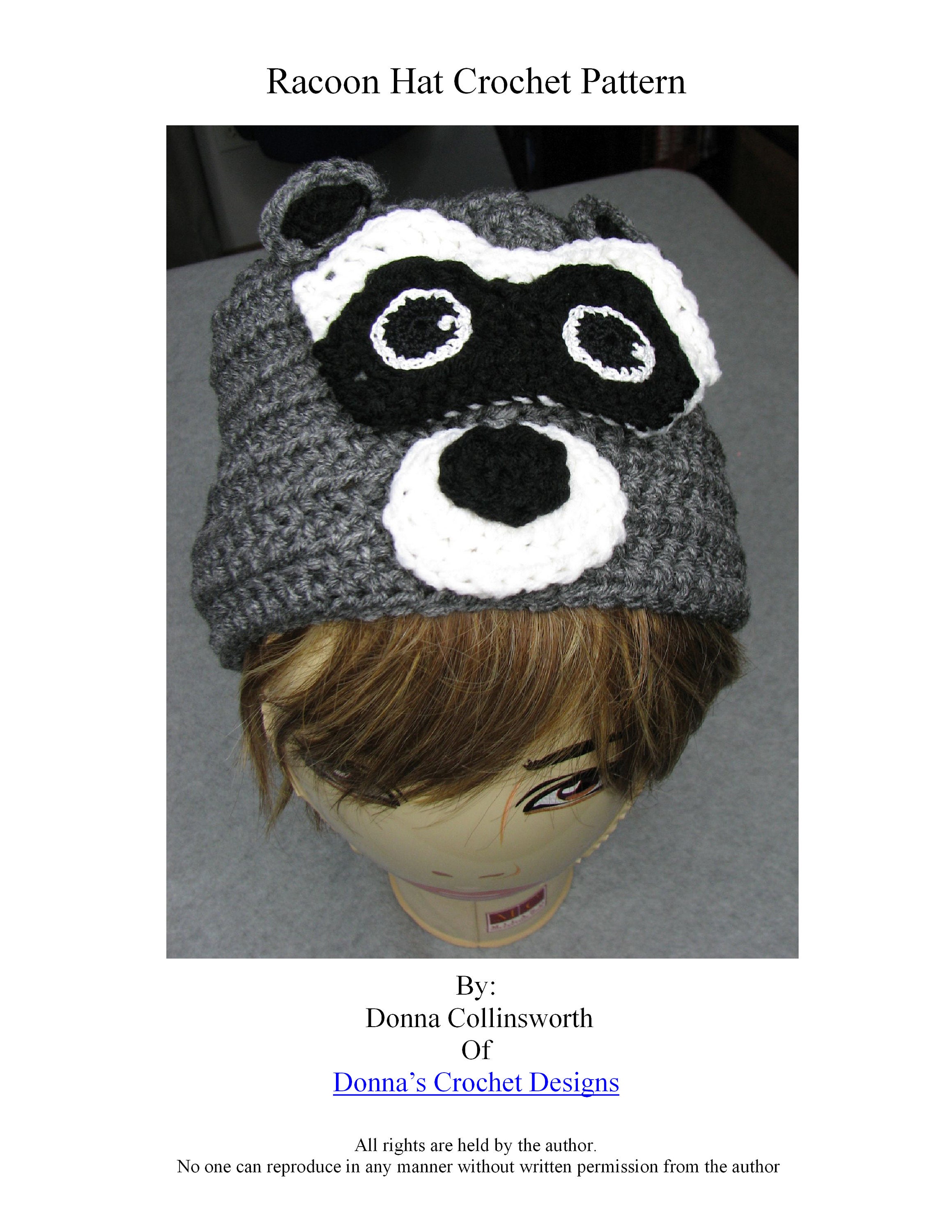 Raccoon Hat Crochet Pattern With Tutorials Digital - Etsy