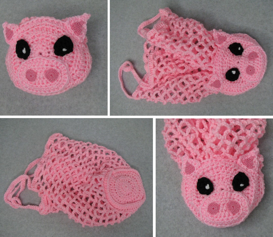 Pig Grocery Bag Crochet Pattern With Photo Tutorials Instant Download ...