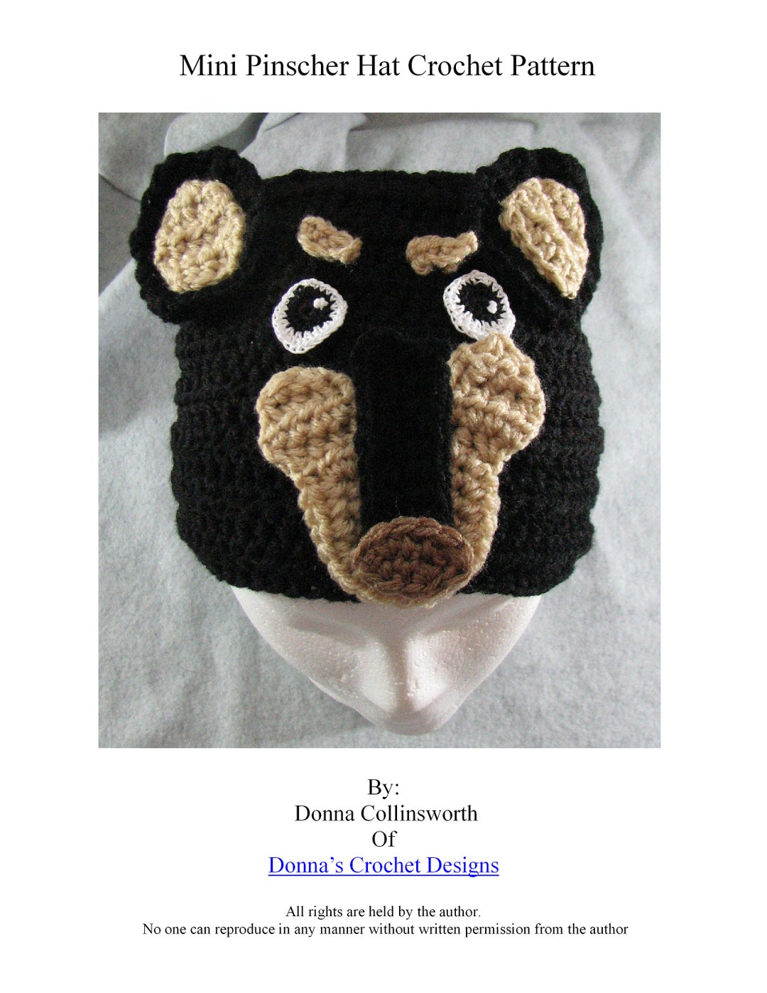 Mini Pinscher - Hat Crochet Pattern With Tutorials - Digital Download ...