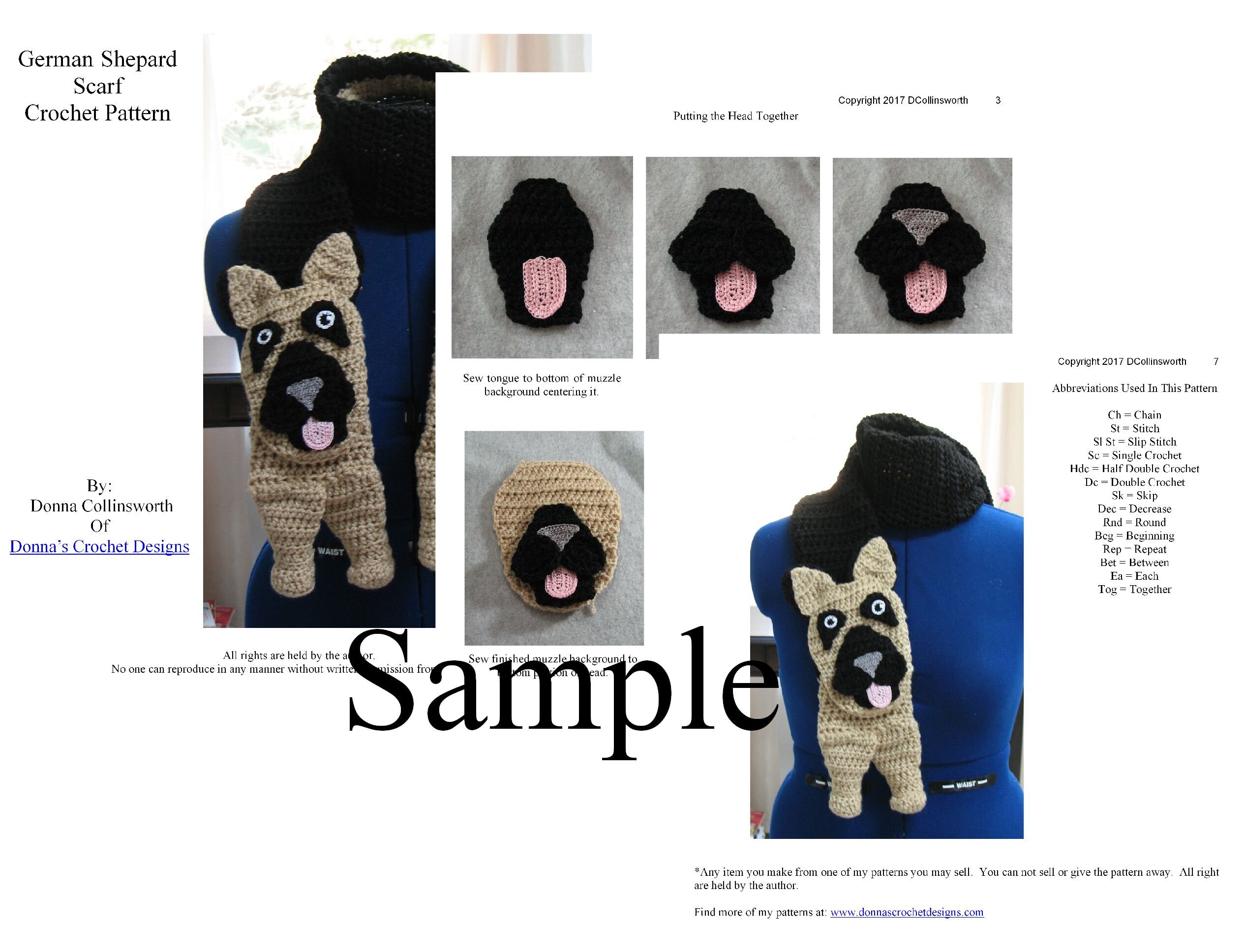 German Shepherd Scarf Crochet Pattern With Tutorials | Etsy