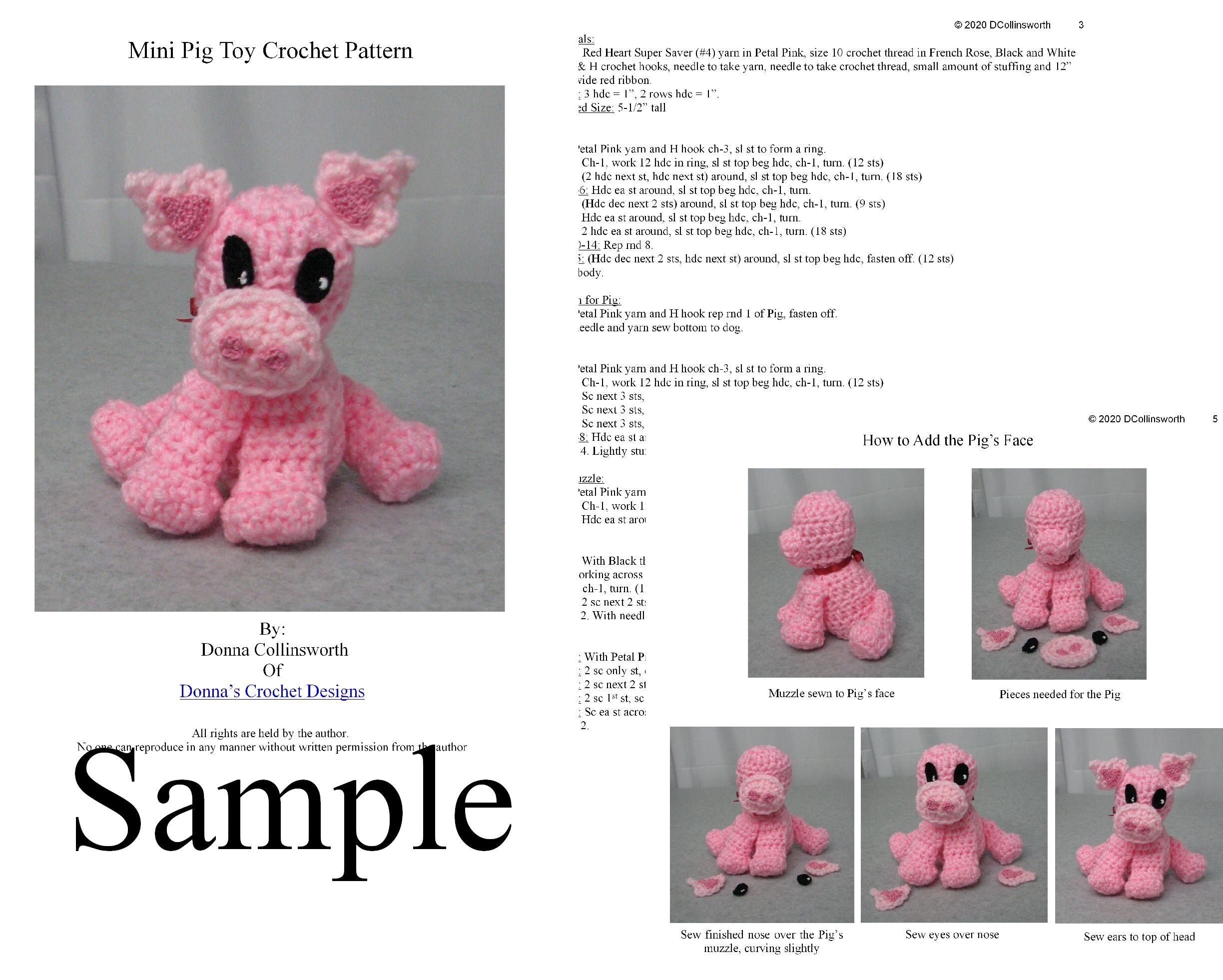 Mini Pig Crochet Toy Pattern With Photo Tutorials Digital | Etsy