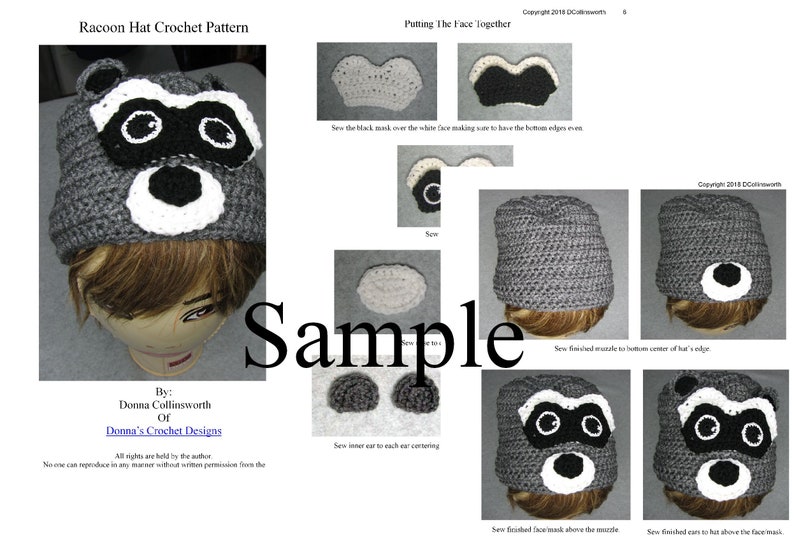 Raccoon Hat Crochet Pattern With Tutorials Digital - Etsy
