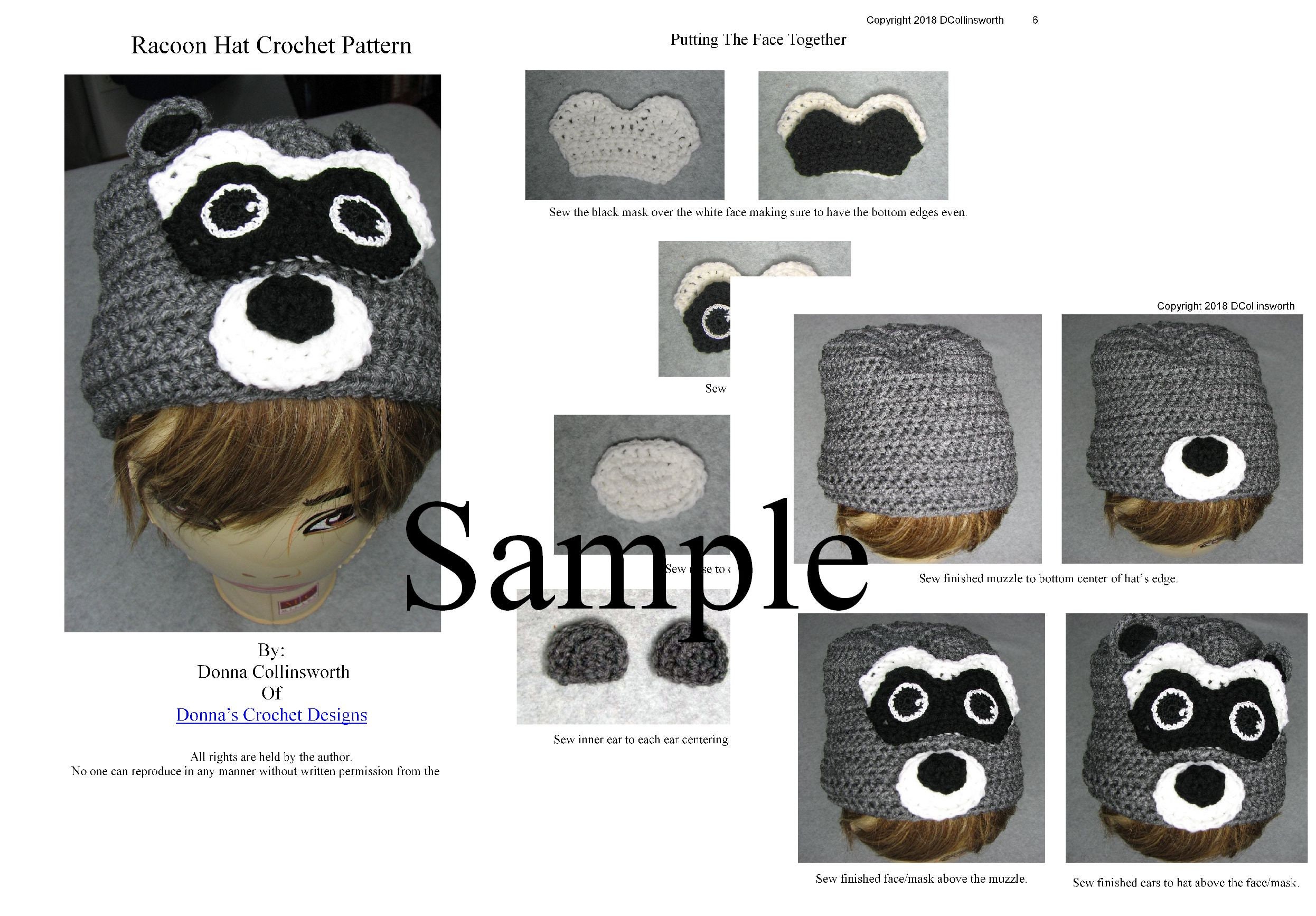 Raccoon Hat Crochet Pattern With Tutorials Digital - Etsy