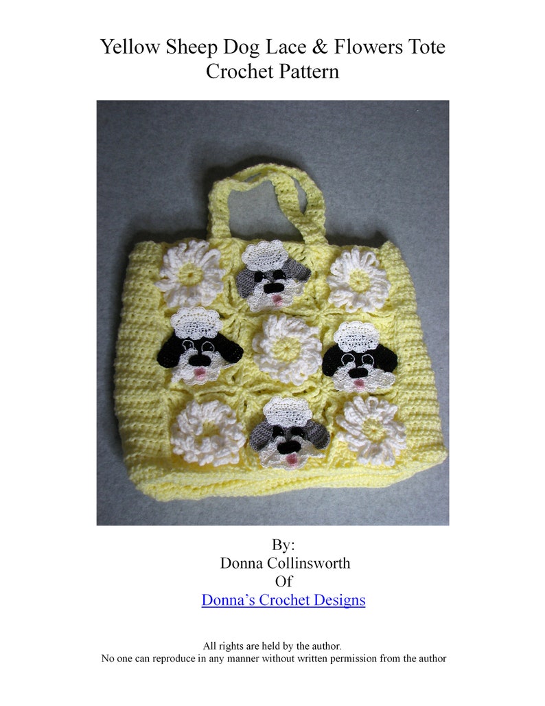Sheep Dog Lace and Flowers Dachshund Tote Crochet Pattern | Etsy