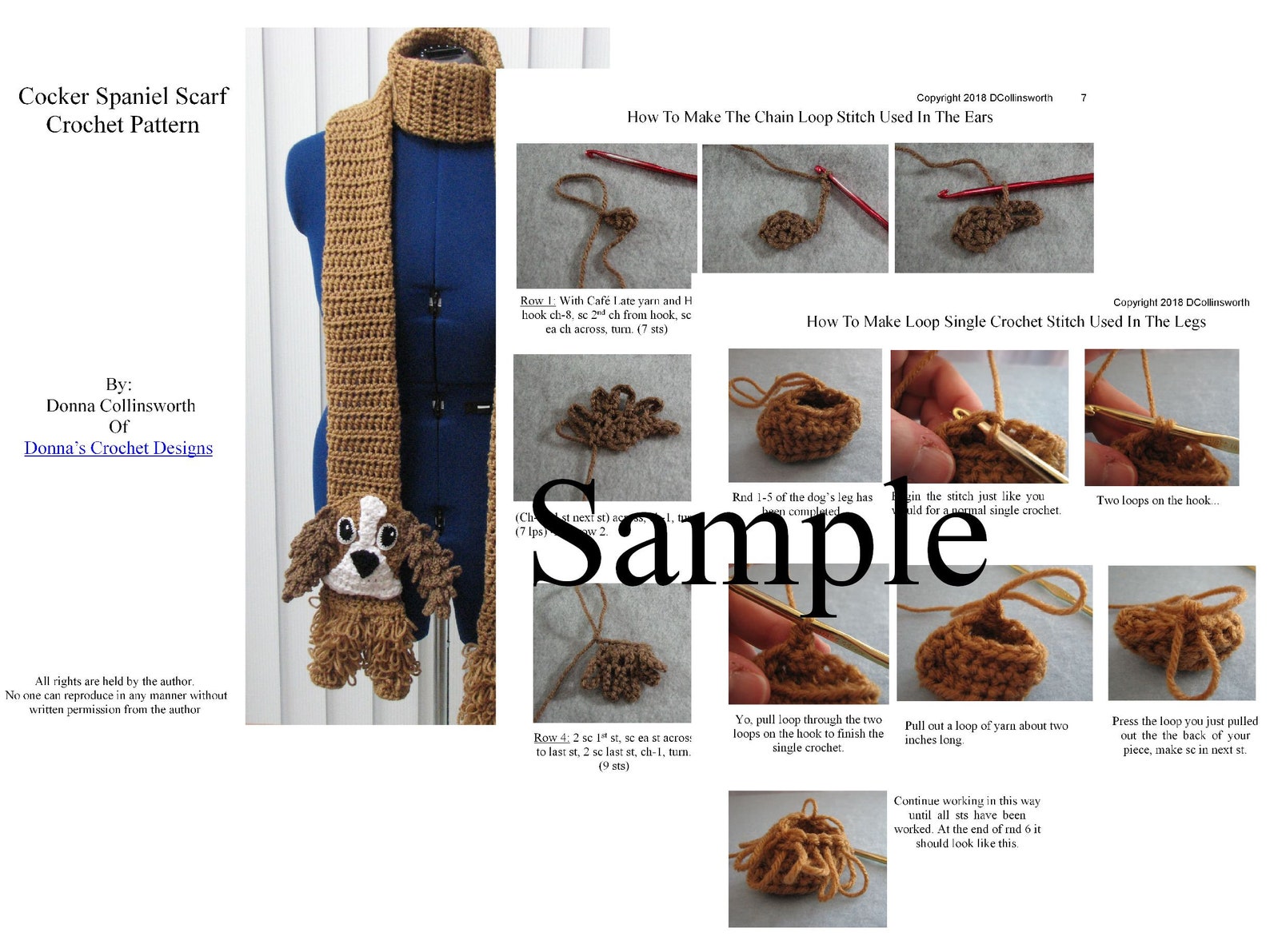 Cocker Spaniel Scarf Crochet Pattern With Tutorials - Etsy