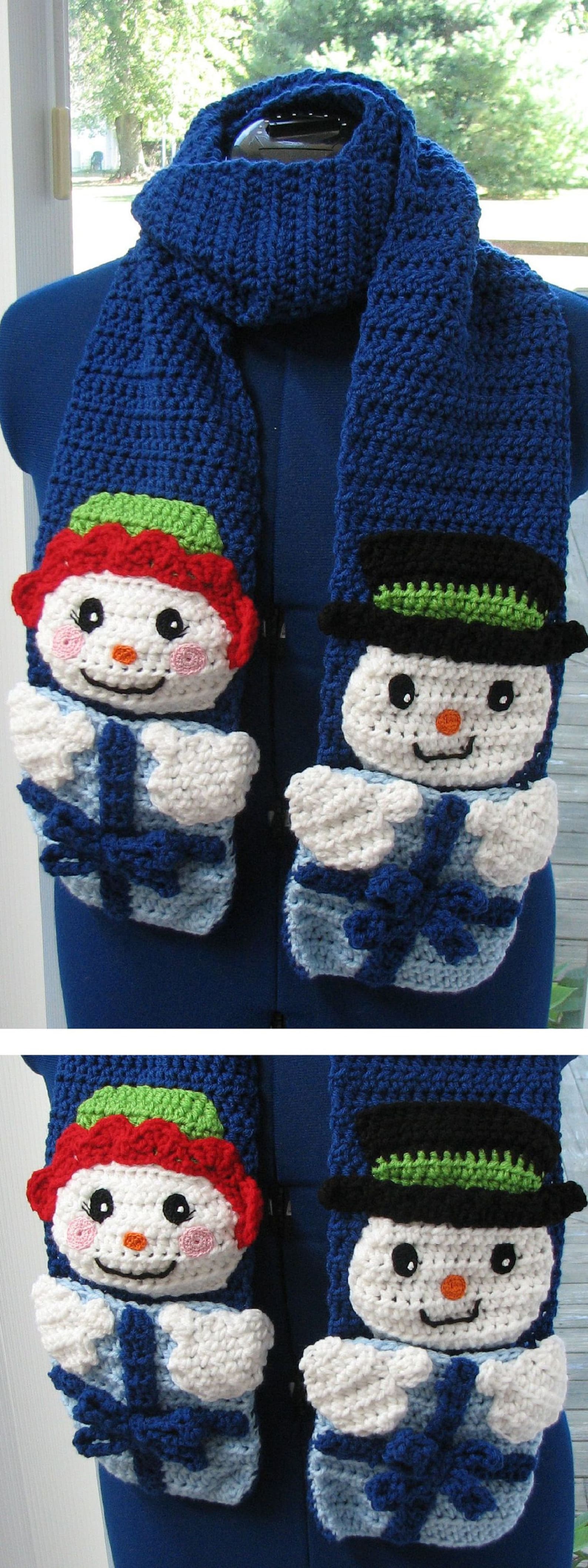 Snowmen Scarf Crochet Pattern With Tutorials Digital | Etsy