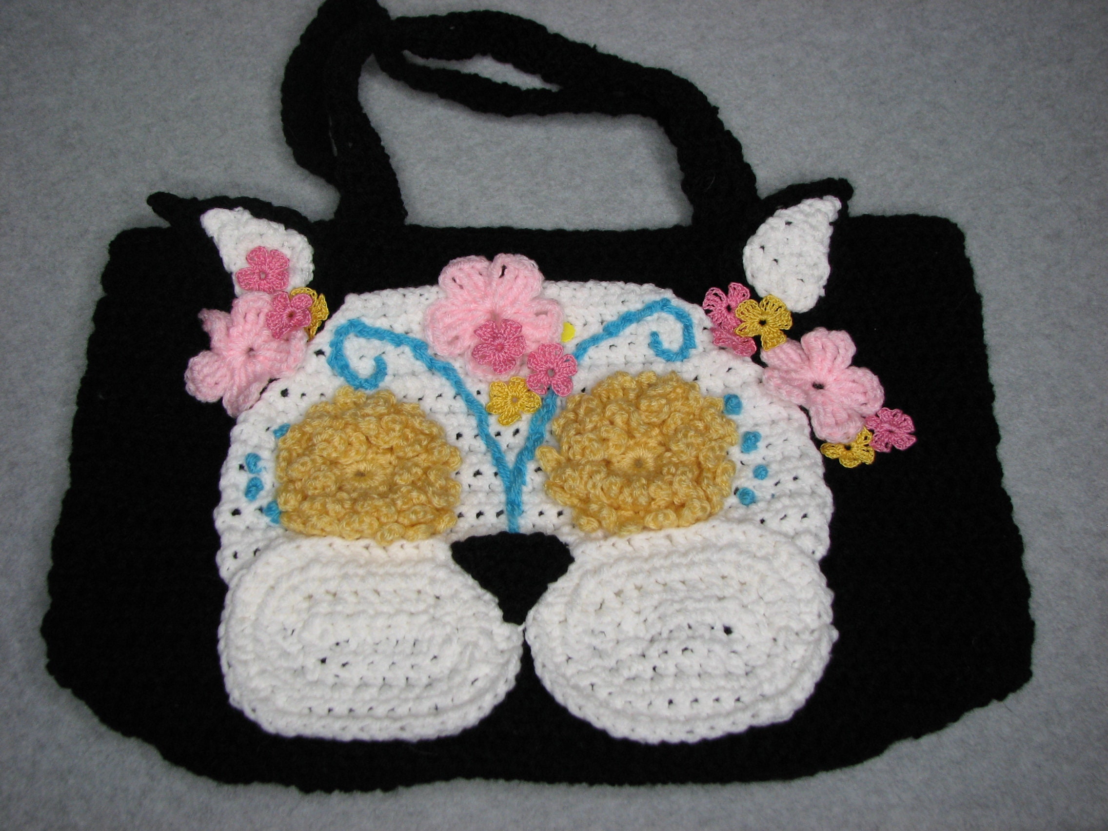 Cat - Hat, Scarf and Tote Bag Crochet Pattern - Day of the Dead Theme ...
