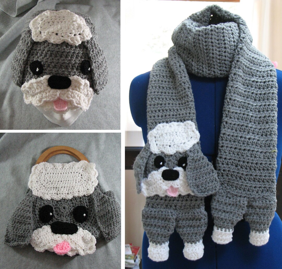 Sheep Dog Hat, Scarf and Purse Crochet Pattern With Tutorials Digital ...