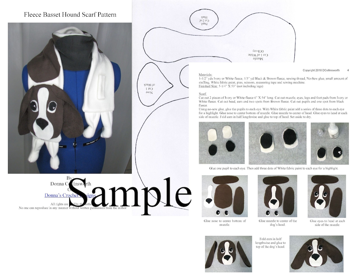 Basset Hound Scarf Sewing Pattern With Tutorials Digital | Etsy