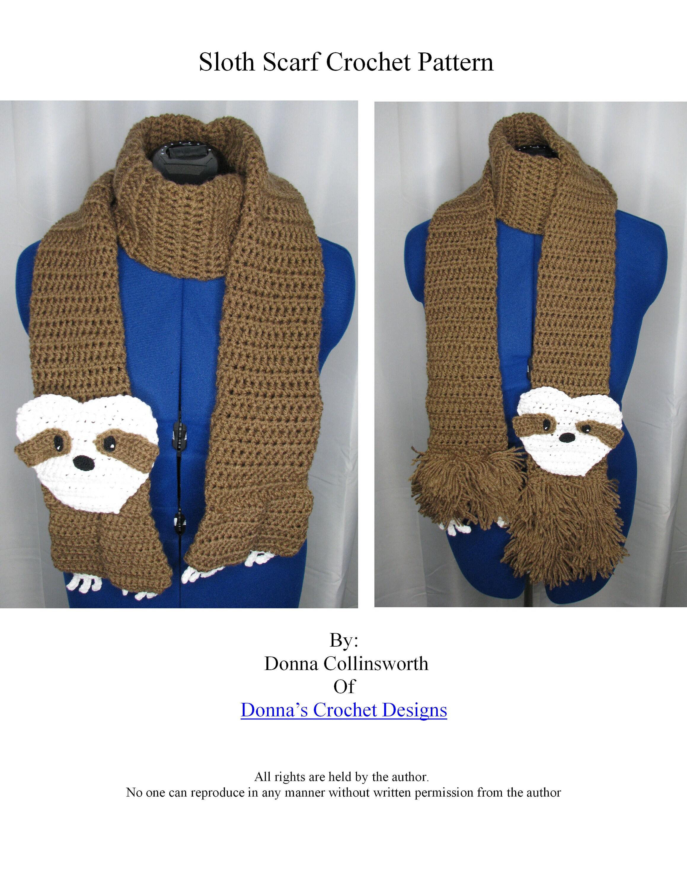 Sloth Scarf Crochet Pattern With Tutorials Digital | Etsy