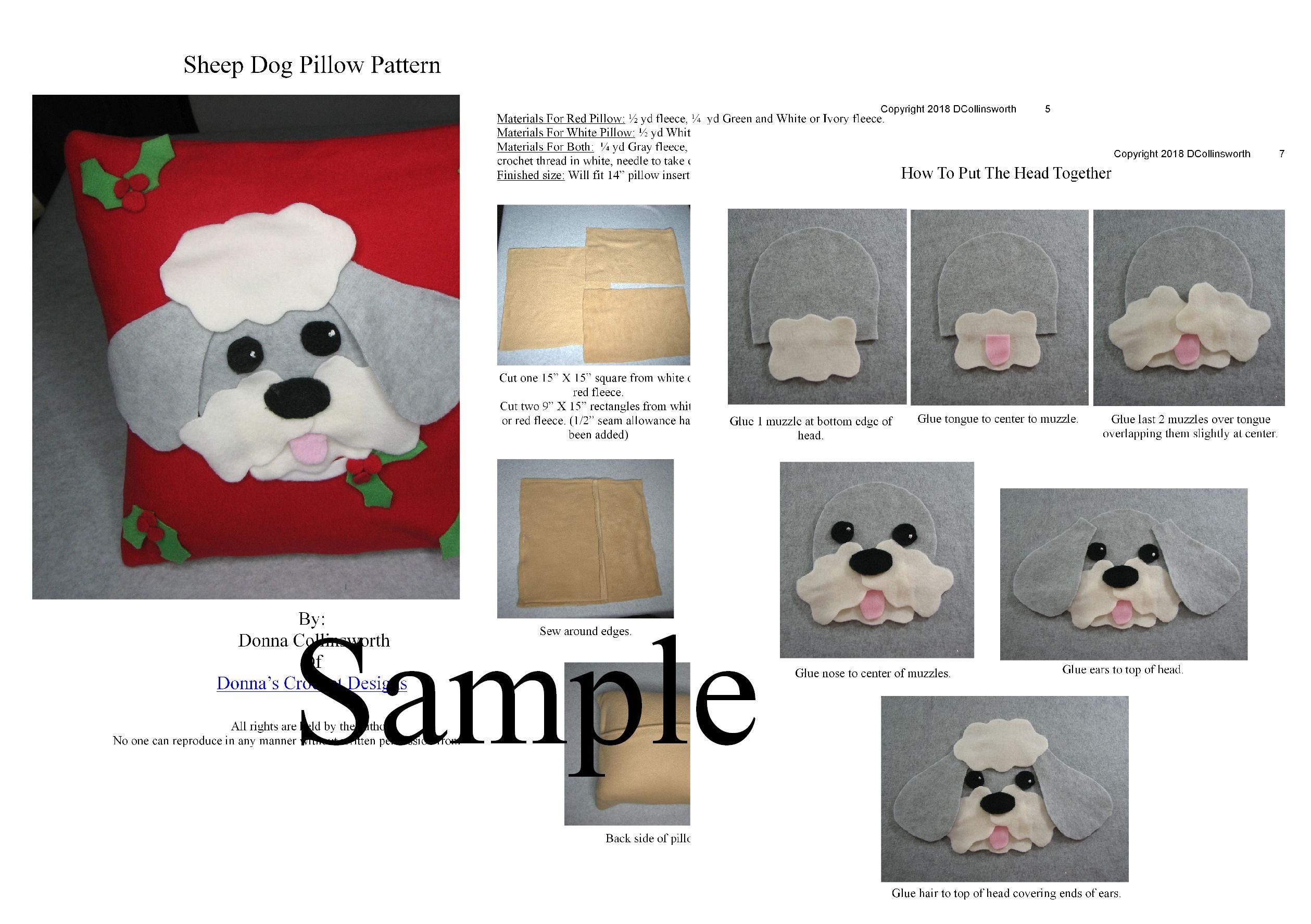 Sheep Dog Pillow Sewing Pattern With Tutorials Digital | Etsy