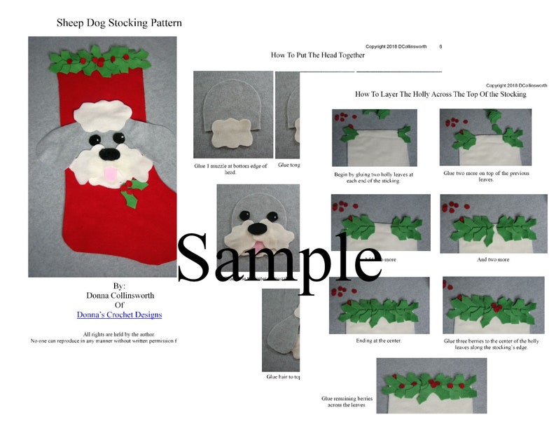 Sheep Dog Christmas Stocking Sewing Pattern With Tutorials - Etsy