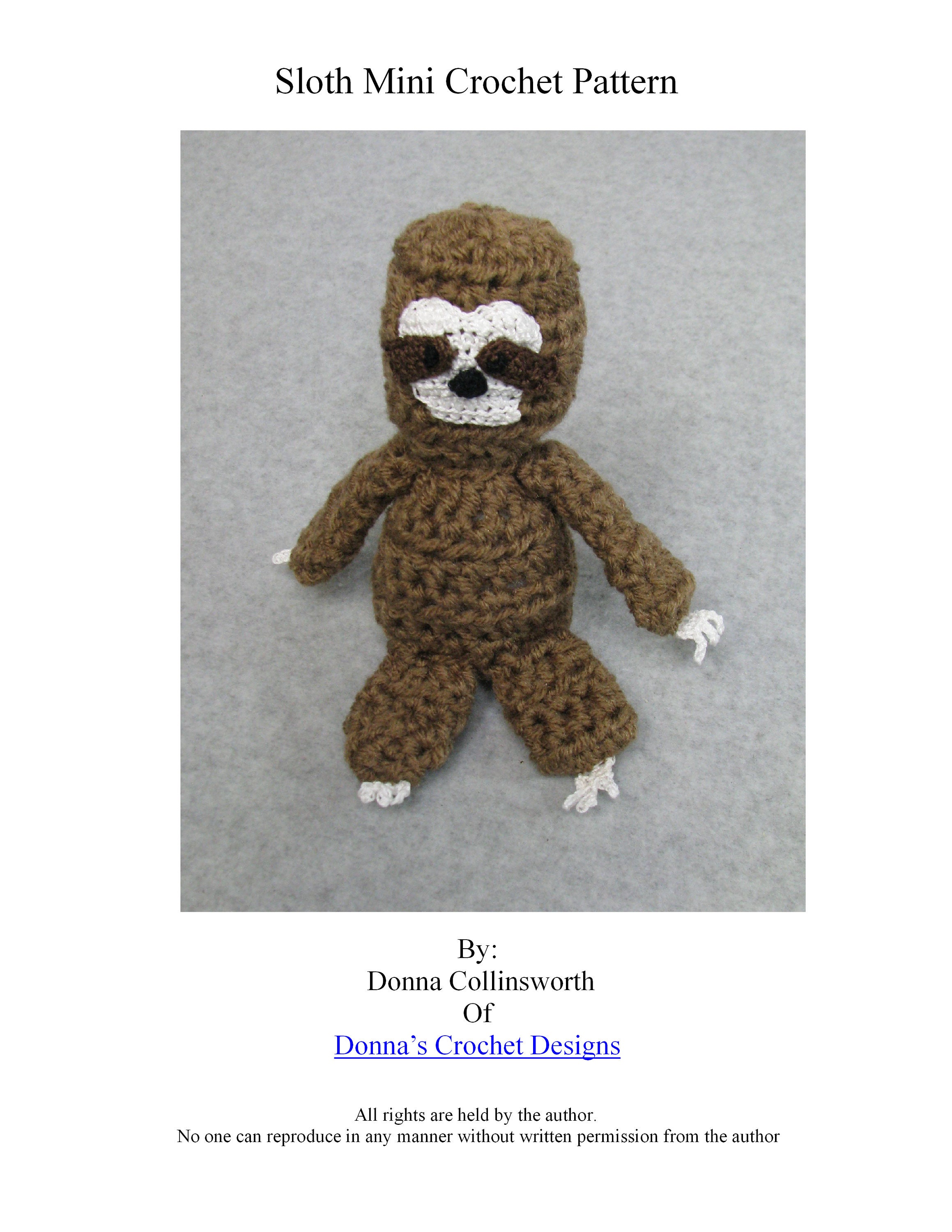 Sloth Mini Toy Crochet Pattern With Tutorials Digital | Etsy