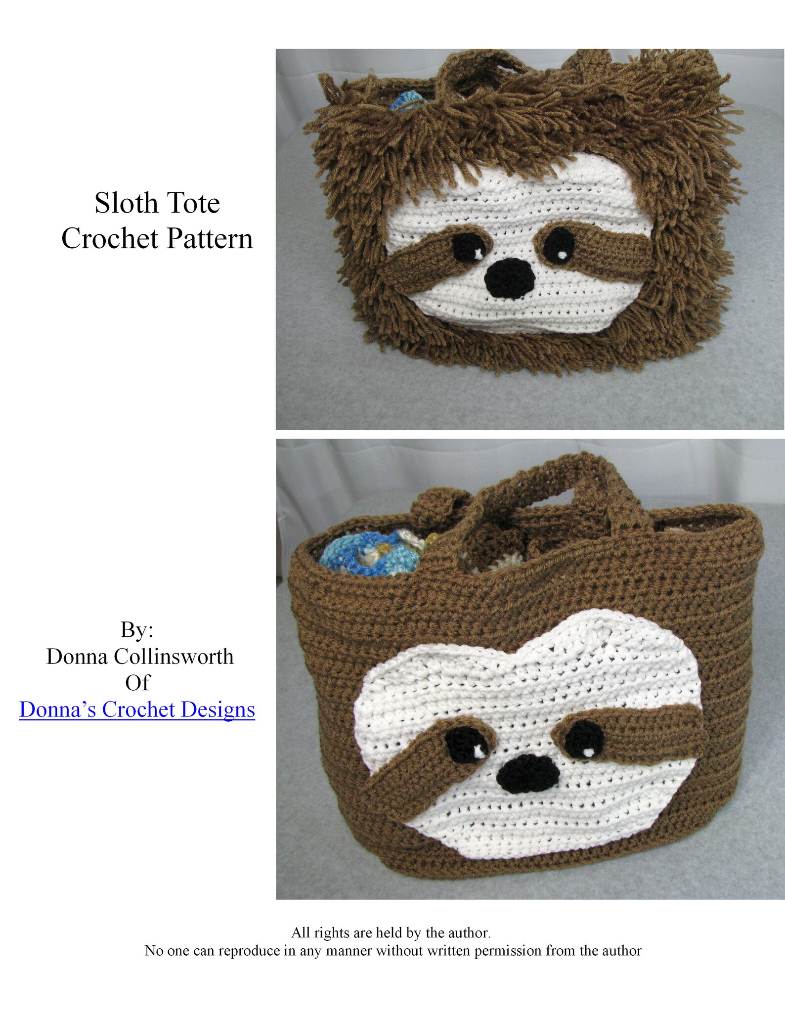 Sloth Tote Crochet Pattern - Digital Download - Easy and Cute ...